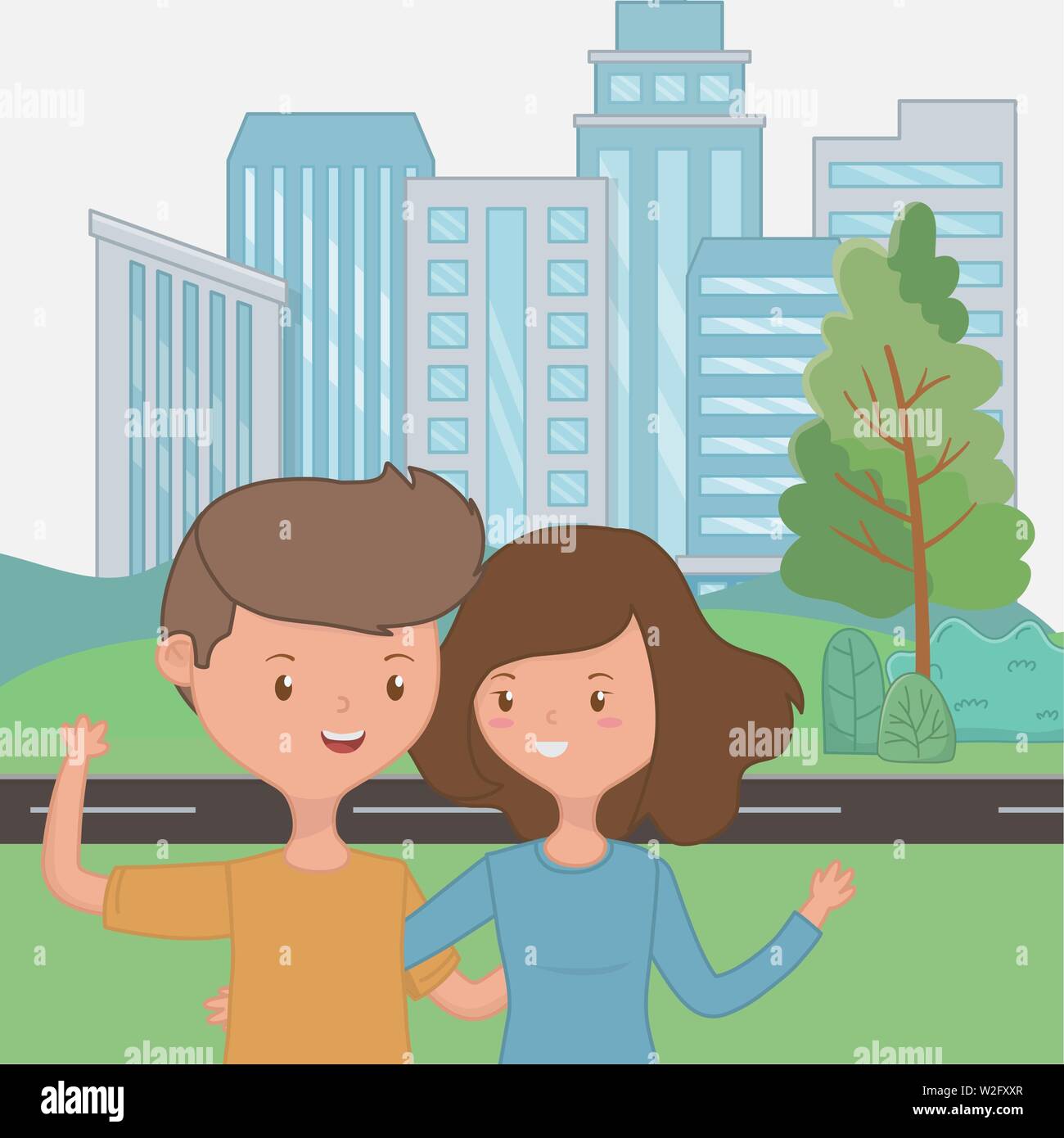 Teenager boy and girl design, person portrait young youth student and ...