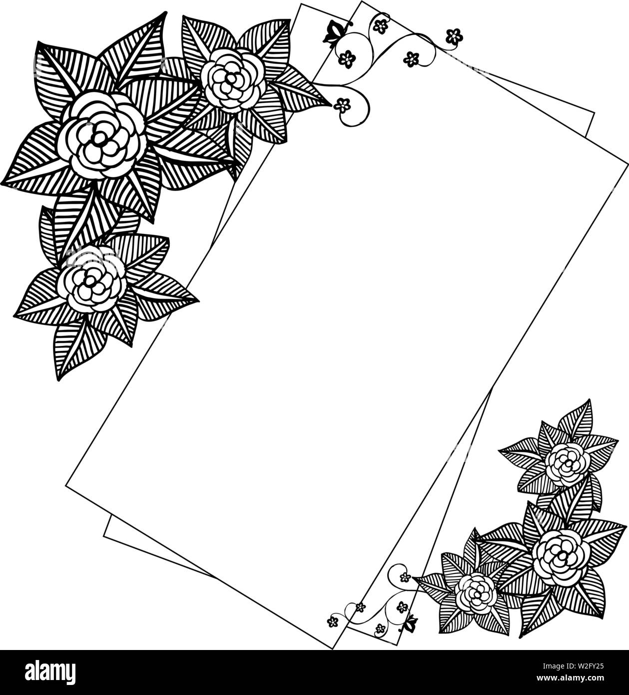 Vector illustration very beautiful leaf flower frame with invitation ...