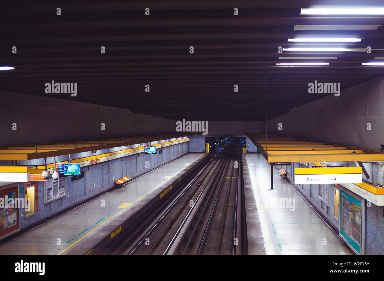 SANTIAGO, CHILE - NOVEMBER 2018: A view of Lo Vial station of Line 2 ...