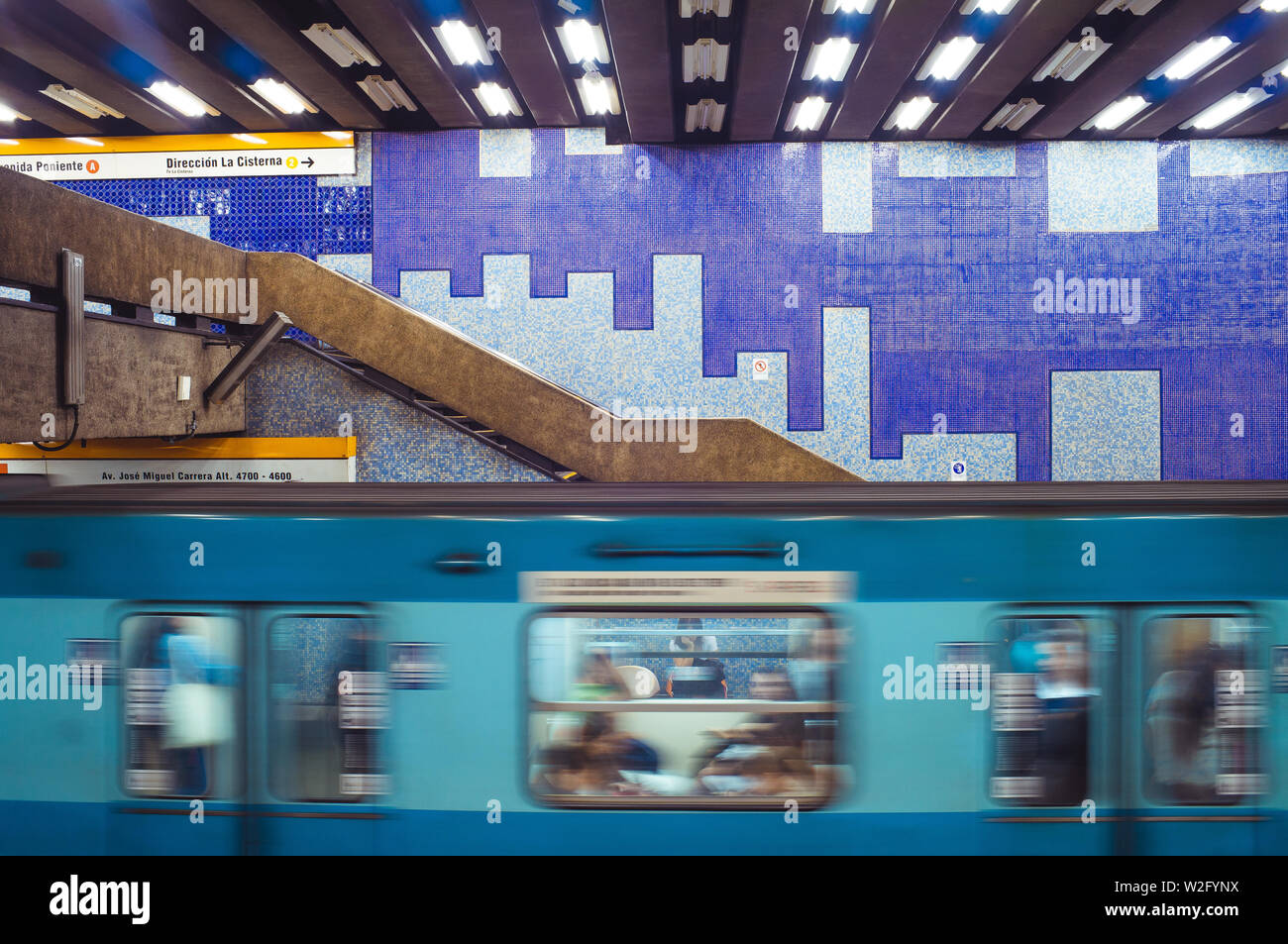 SANTIAGO, CHILE - DECEMBER 2018: Long exposure shot of an old NS74 ...