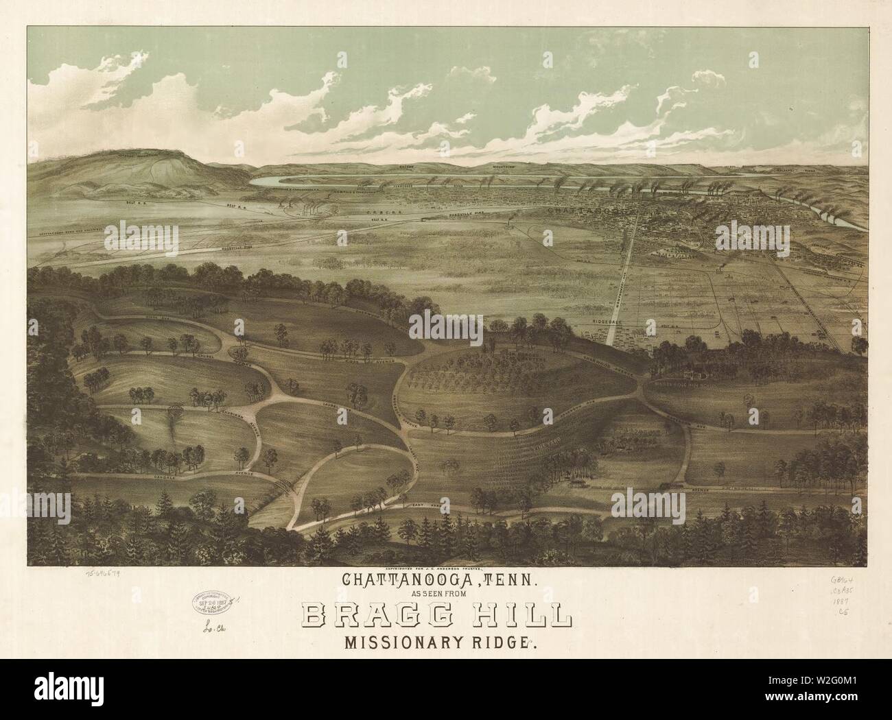 Chattanooga, Tenn. as seen from Bragg Hill, Missionary Ridge Stock ...
