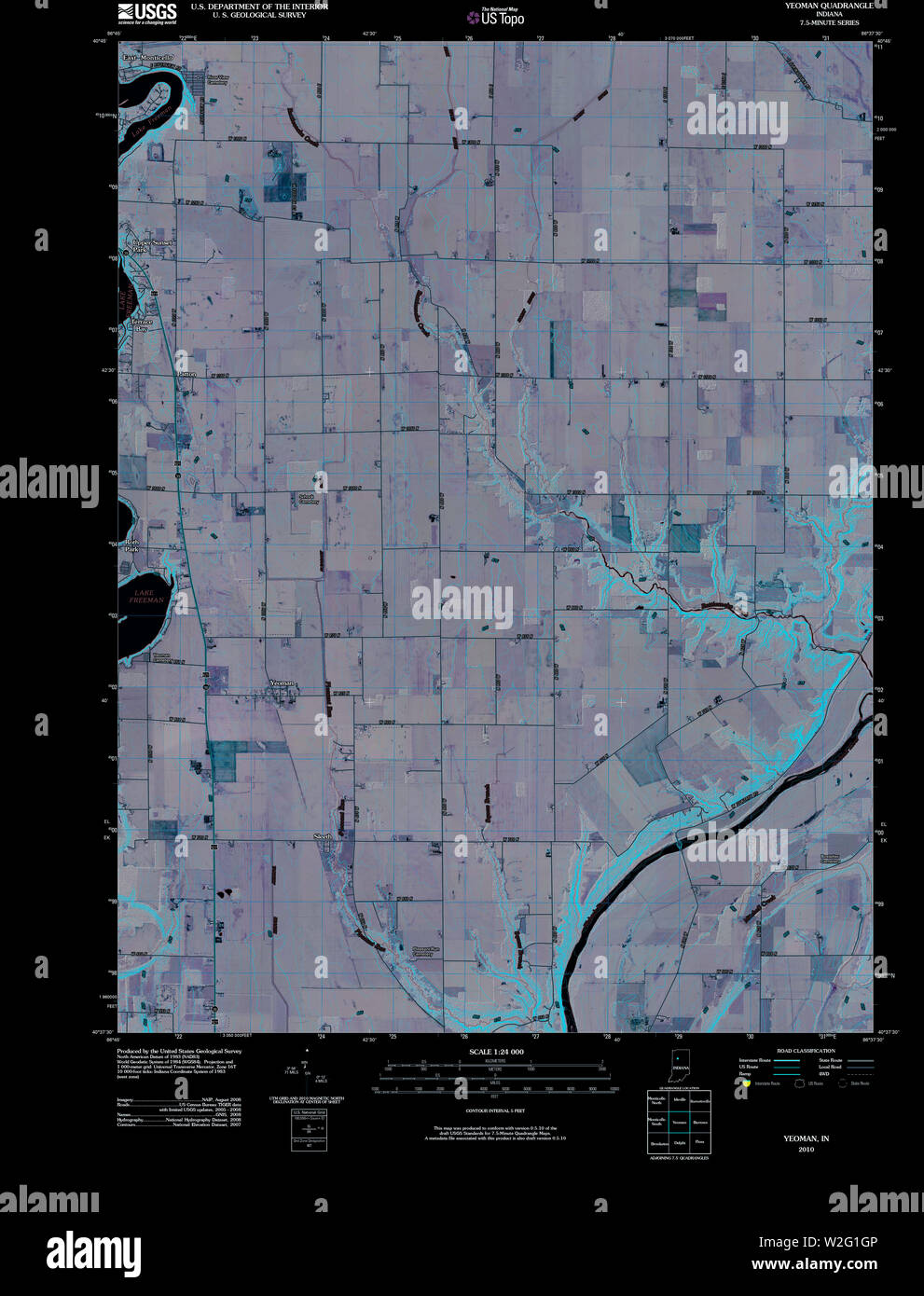 USGS TOPO Map Indiana IN Yeoman 20100526 TM Inverted Restoration Stock ...