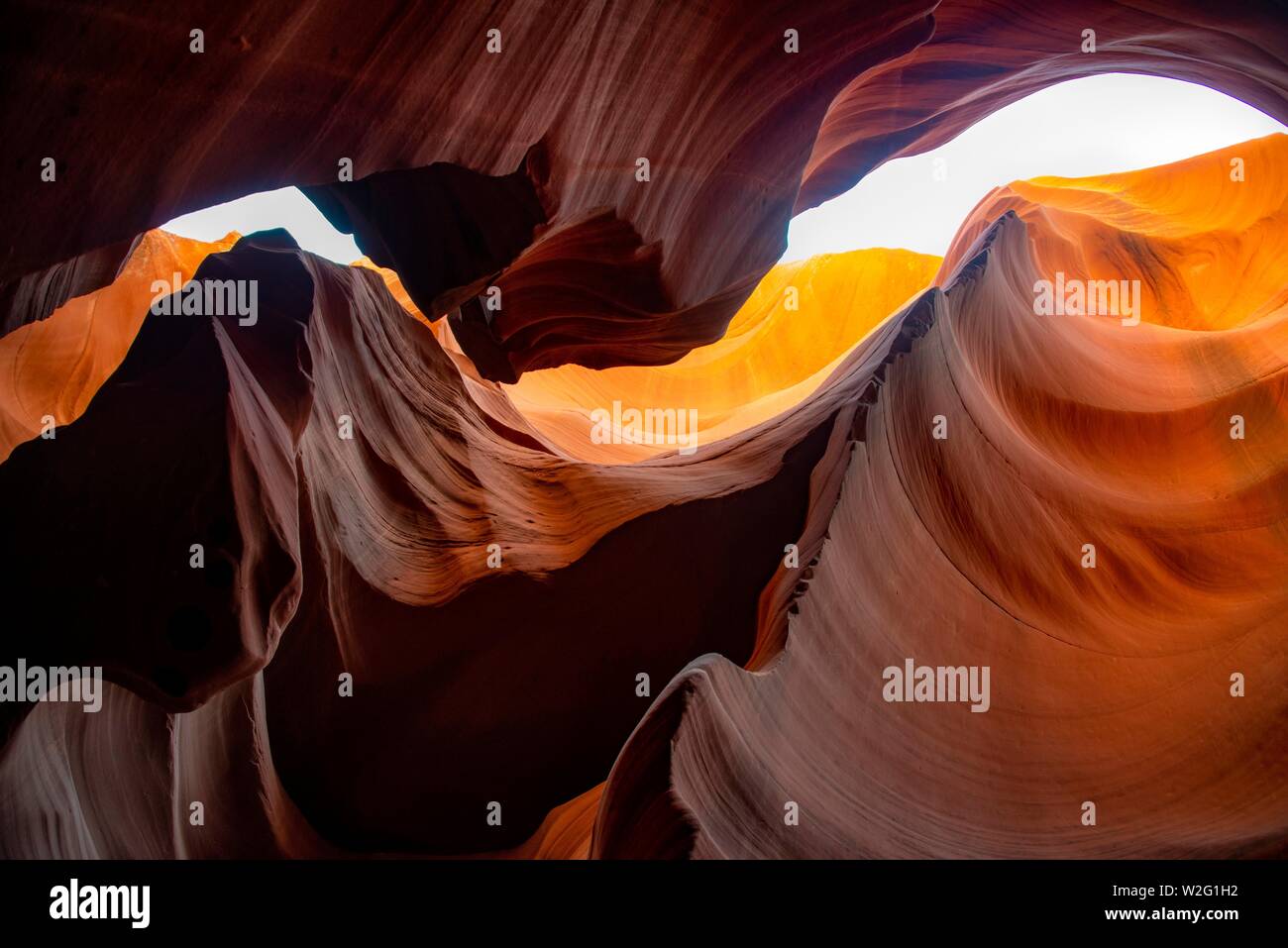 Colourful sandstone formation, incident light, Lower Antelope Canyon ...