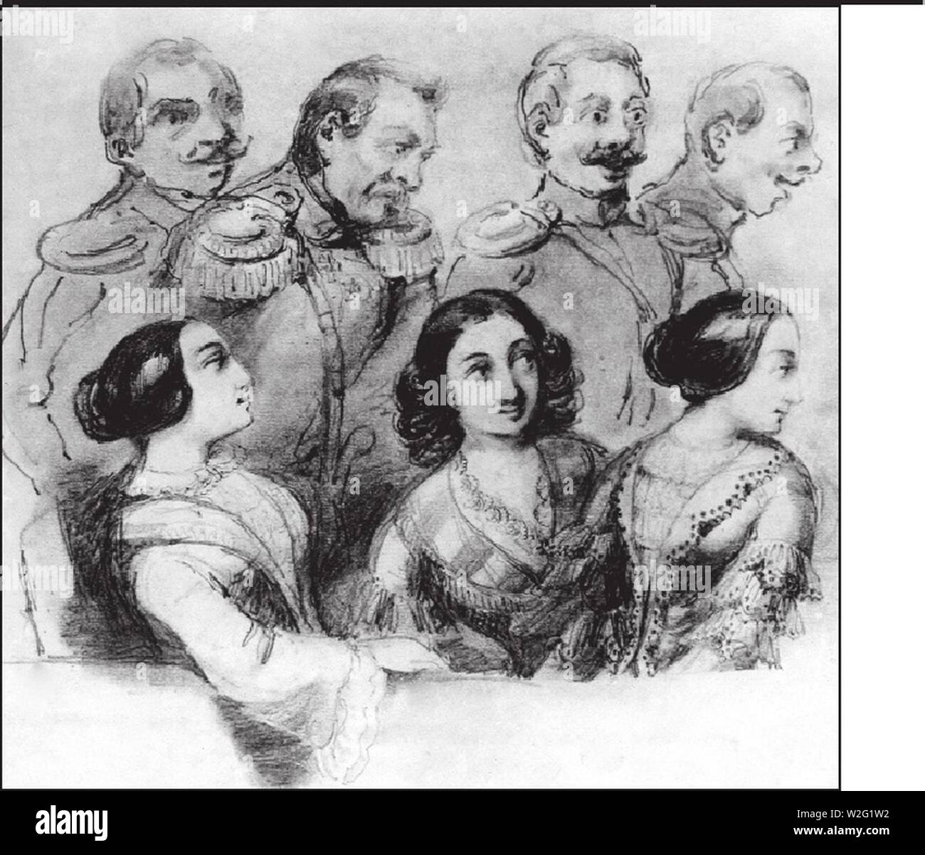 Chelishchev. Cossack officers and their wives at a Russian theatre in ...
