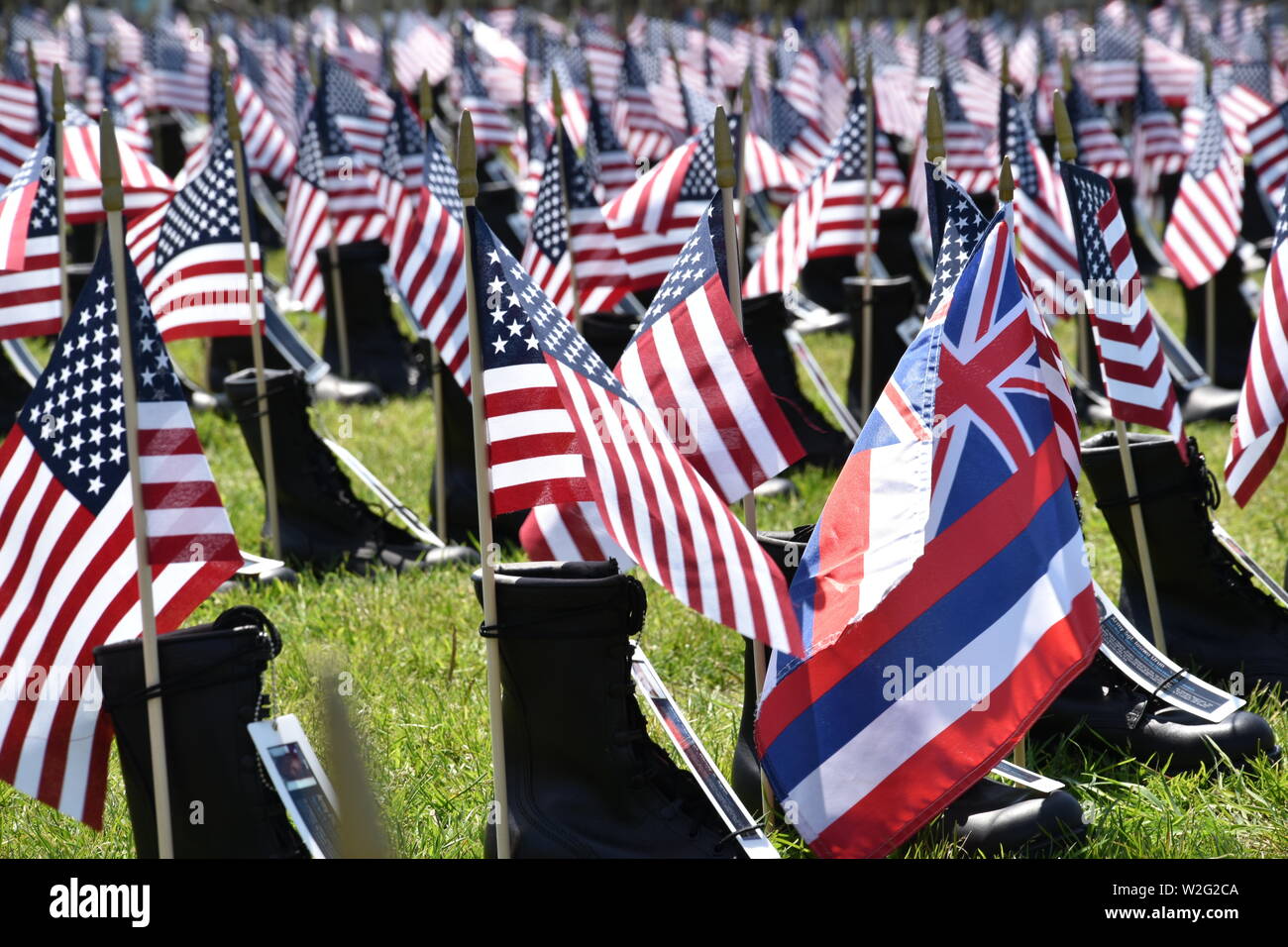 Thousands of flags memorializing fallen soldiers on Memorial Day, 2019 ...
