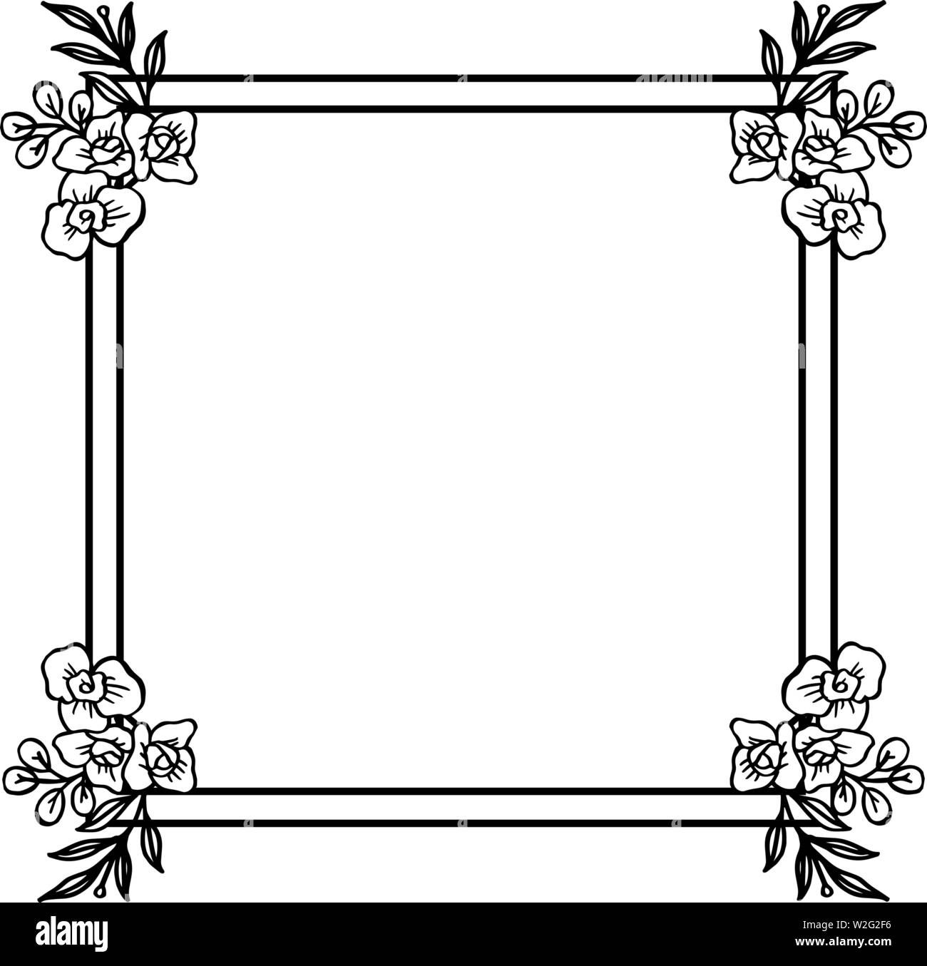 Vector illustration template for elegant wreath frame hand drawn Stock ...