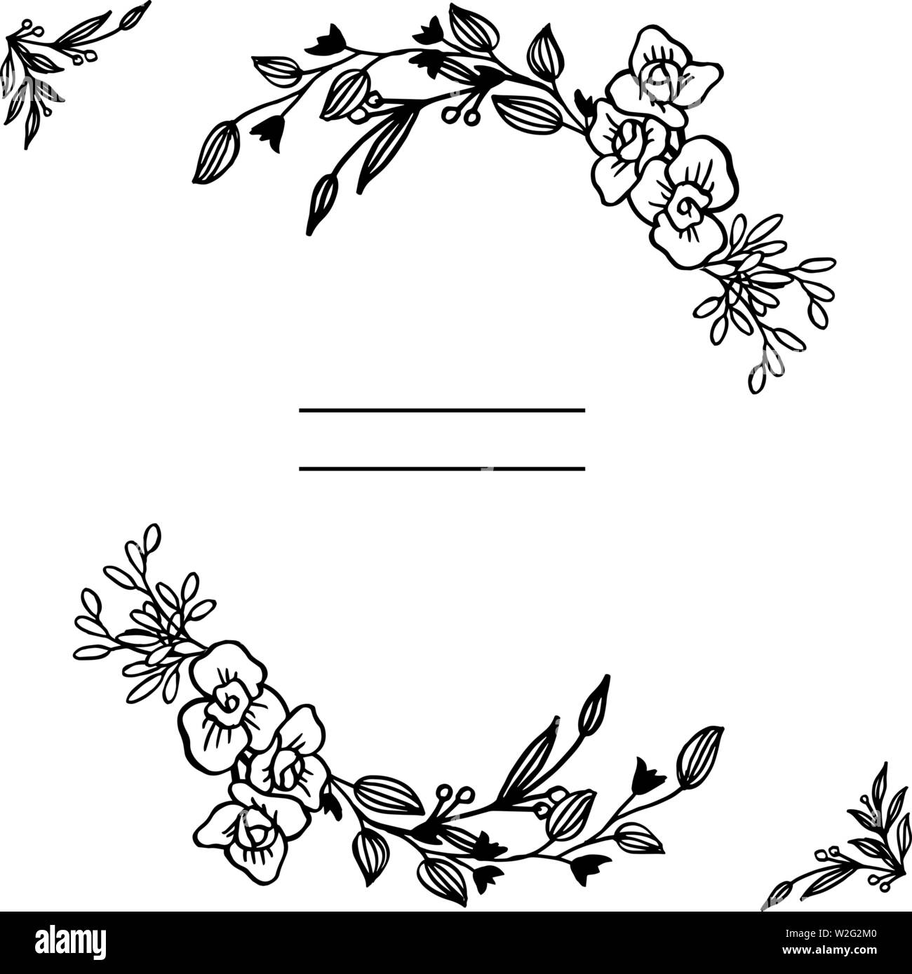 Vector illustration template for elegant wreath frame hand drawn Stock ...