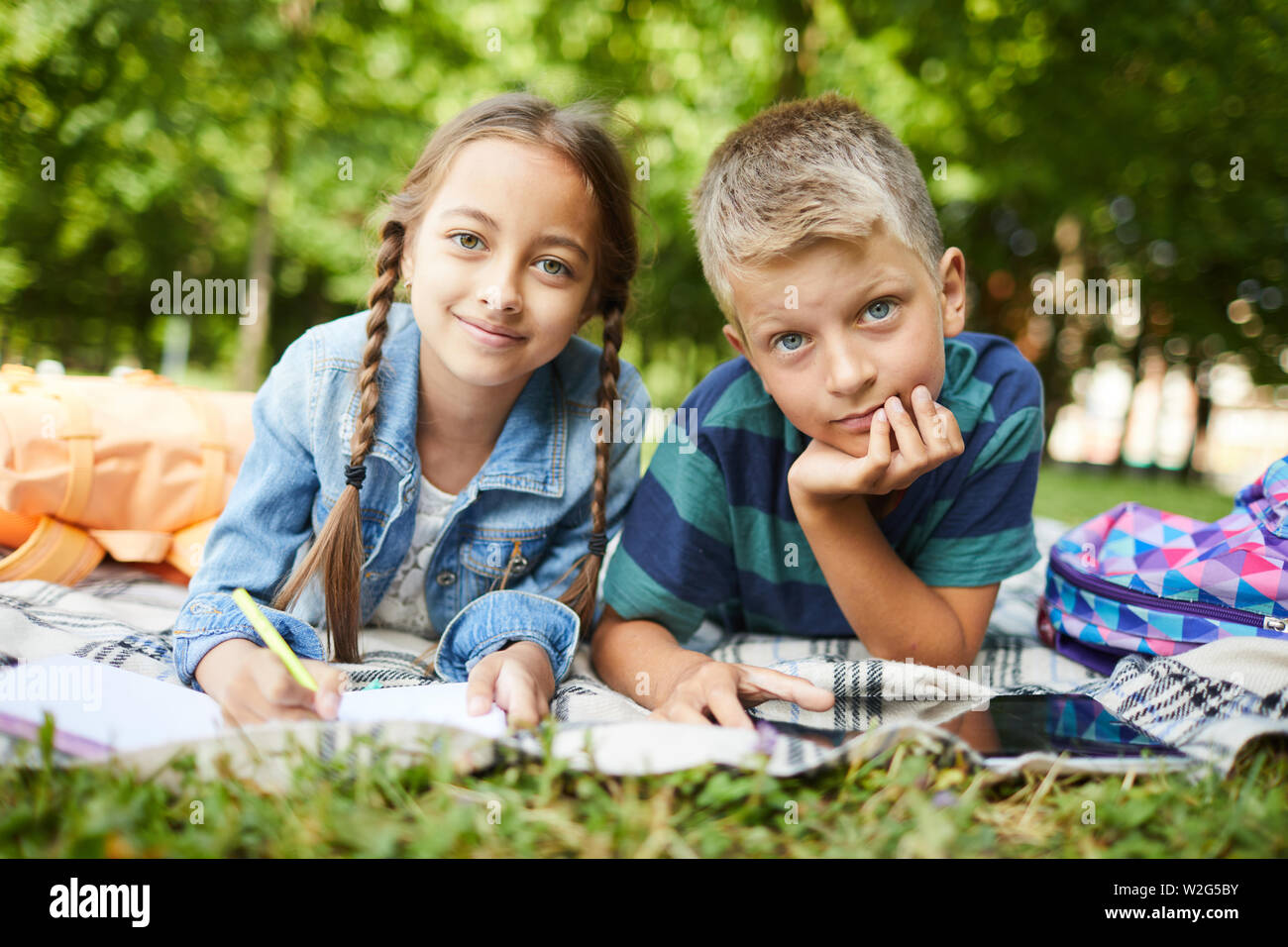 Children Working Together Outside