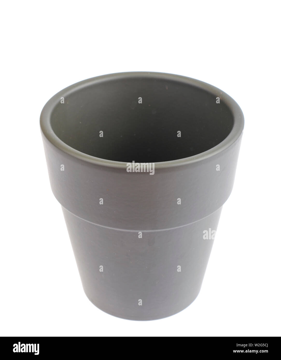 Flower pot of gray color on white background Stock Photo - Alamy