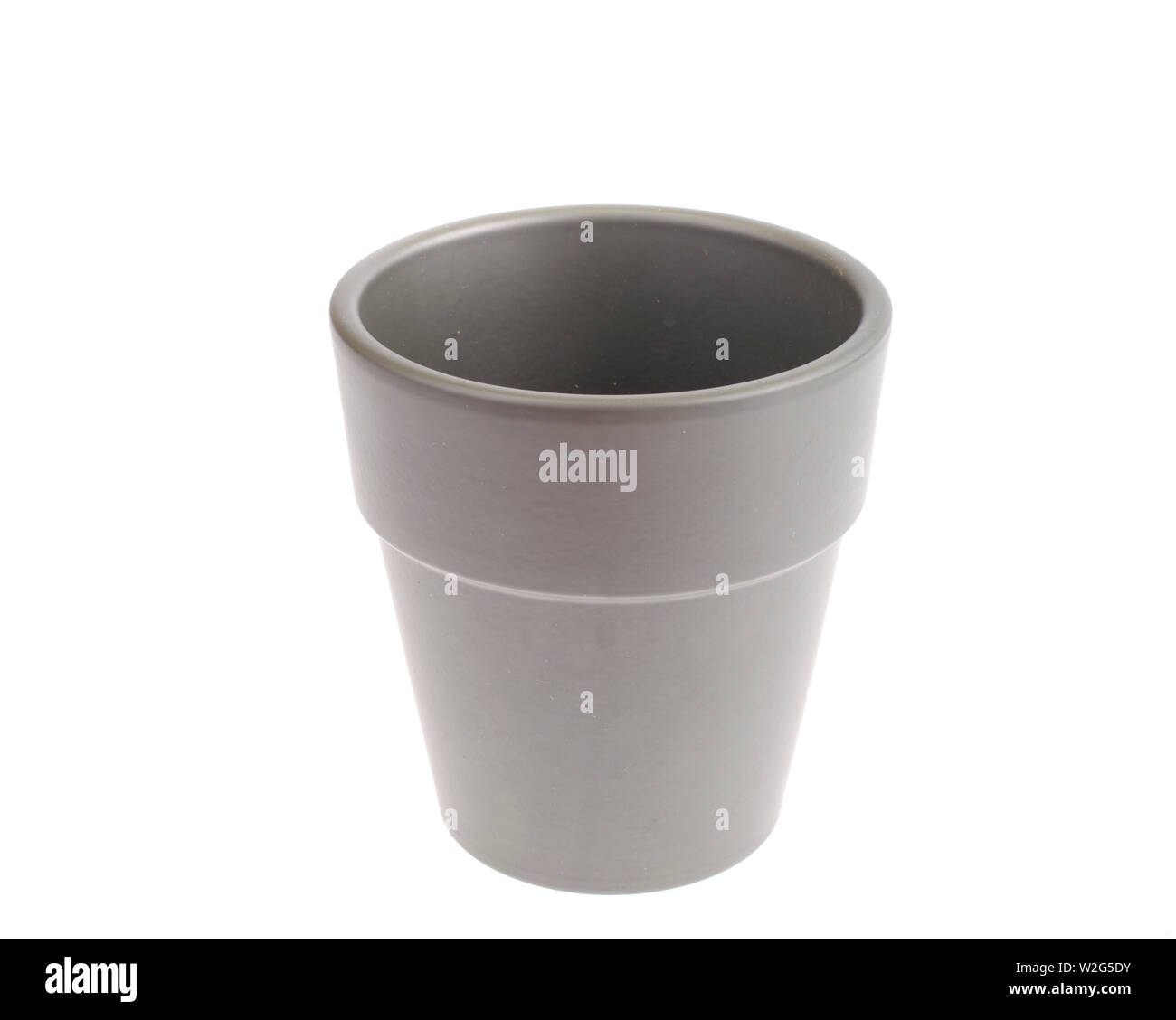 Flower pot of gray color on white background Stock Photo - Alamy