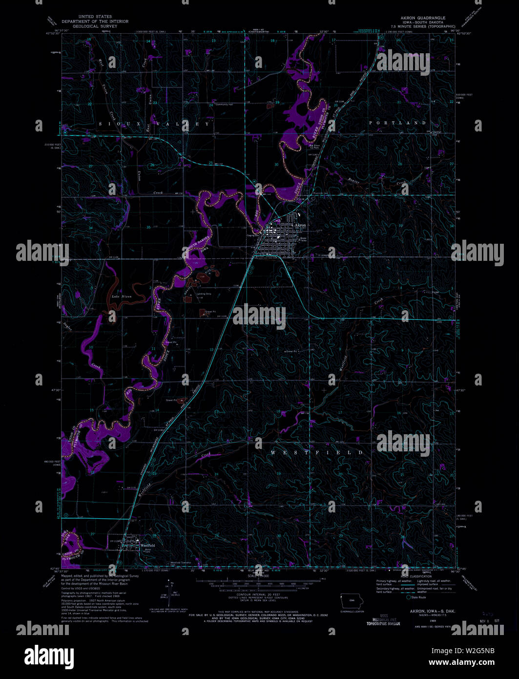 Map of akron iowa hi-res stock photography and images - Alamy