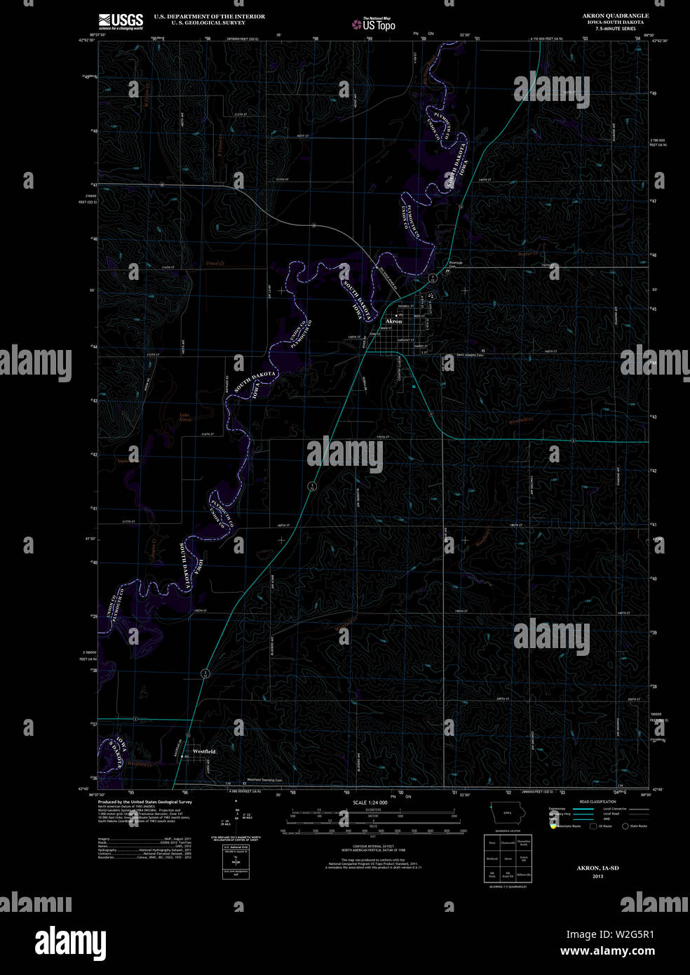 Map of akron iowa hi-res stock photography and images - Alamy