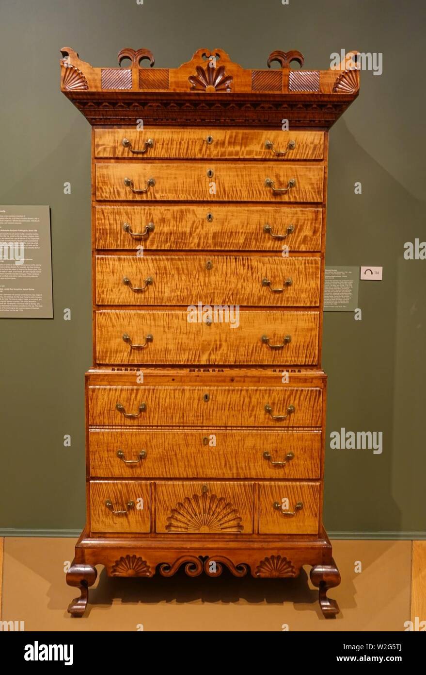 Chest-on-chest-on-frame, Samuel Dunlop (1752-1830), 1790-1795, maple ...