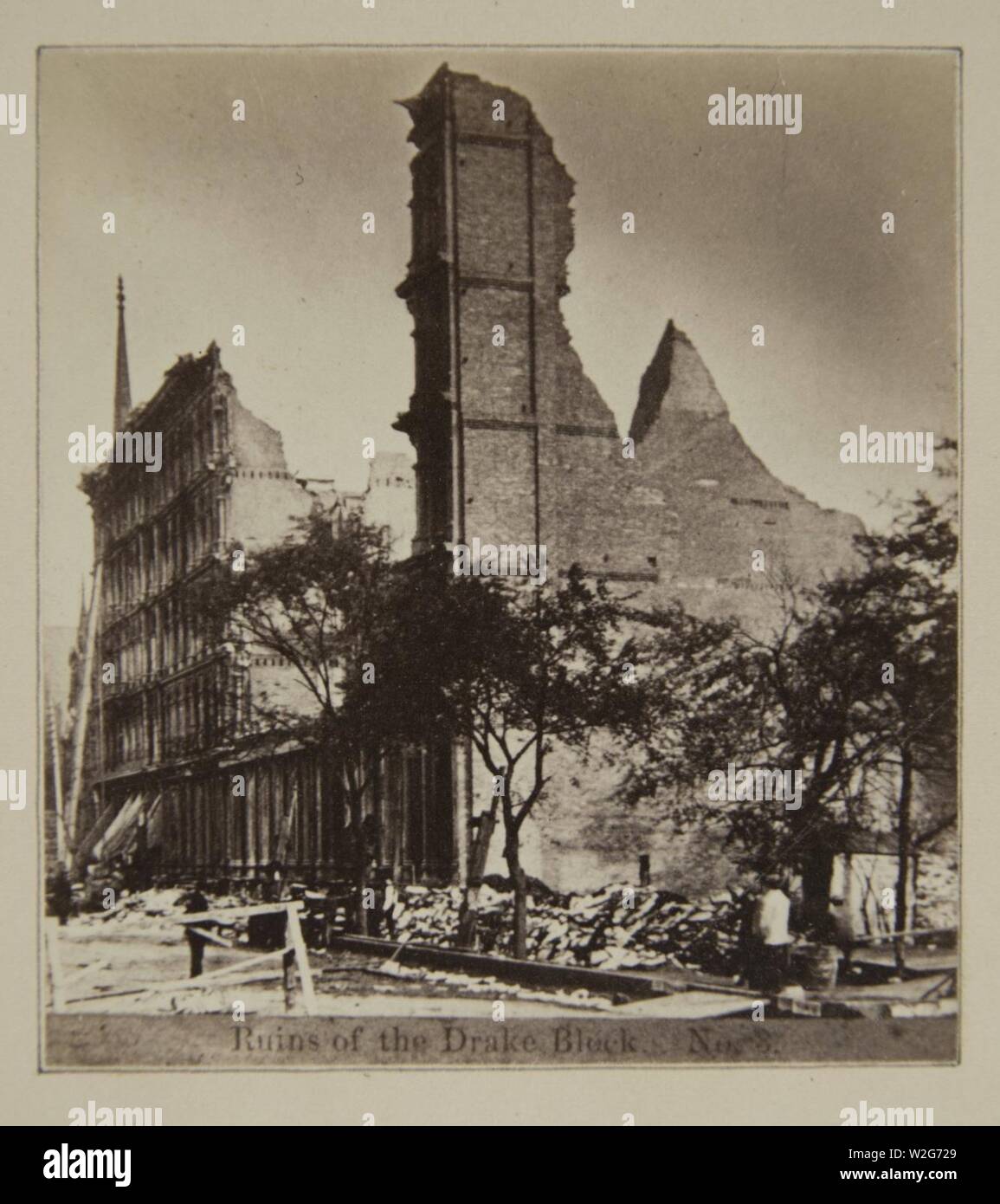 Chicago Fire of 1871, Ruins of the Drake Block Stock Photo - Alamy