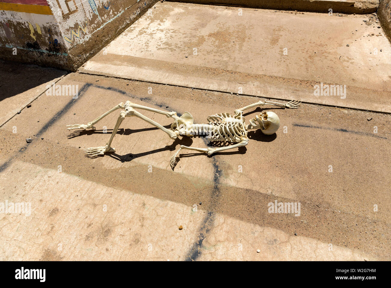 Skeleton dead of thirst at Ludwig mine Nevada ruins Stock Photo - Alamy