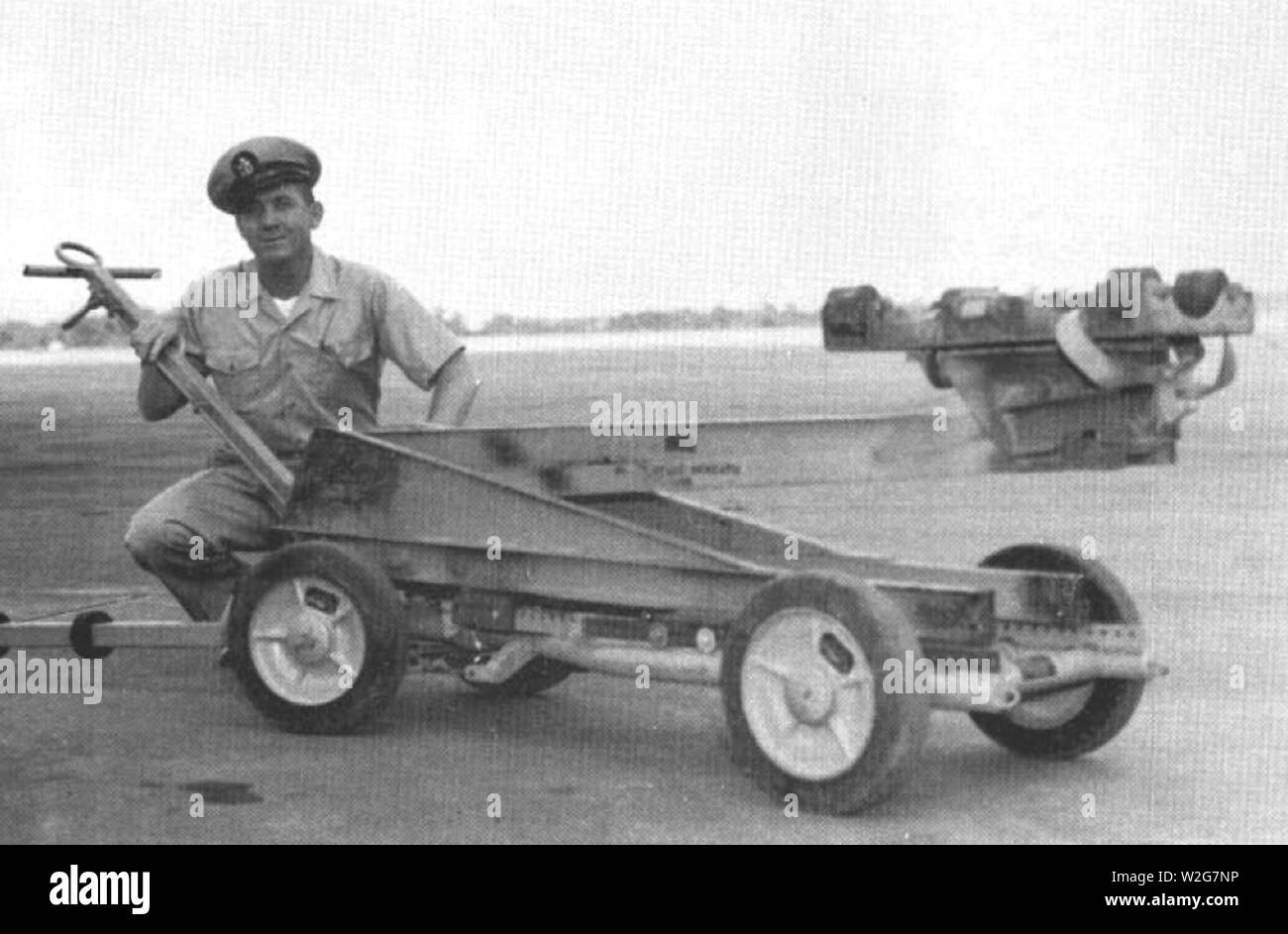 Chief Aviation Ordnanceman Bennie A. Juel, USN, with self-invented ...