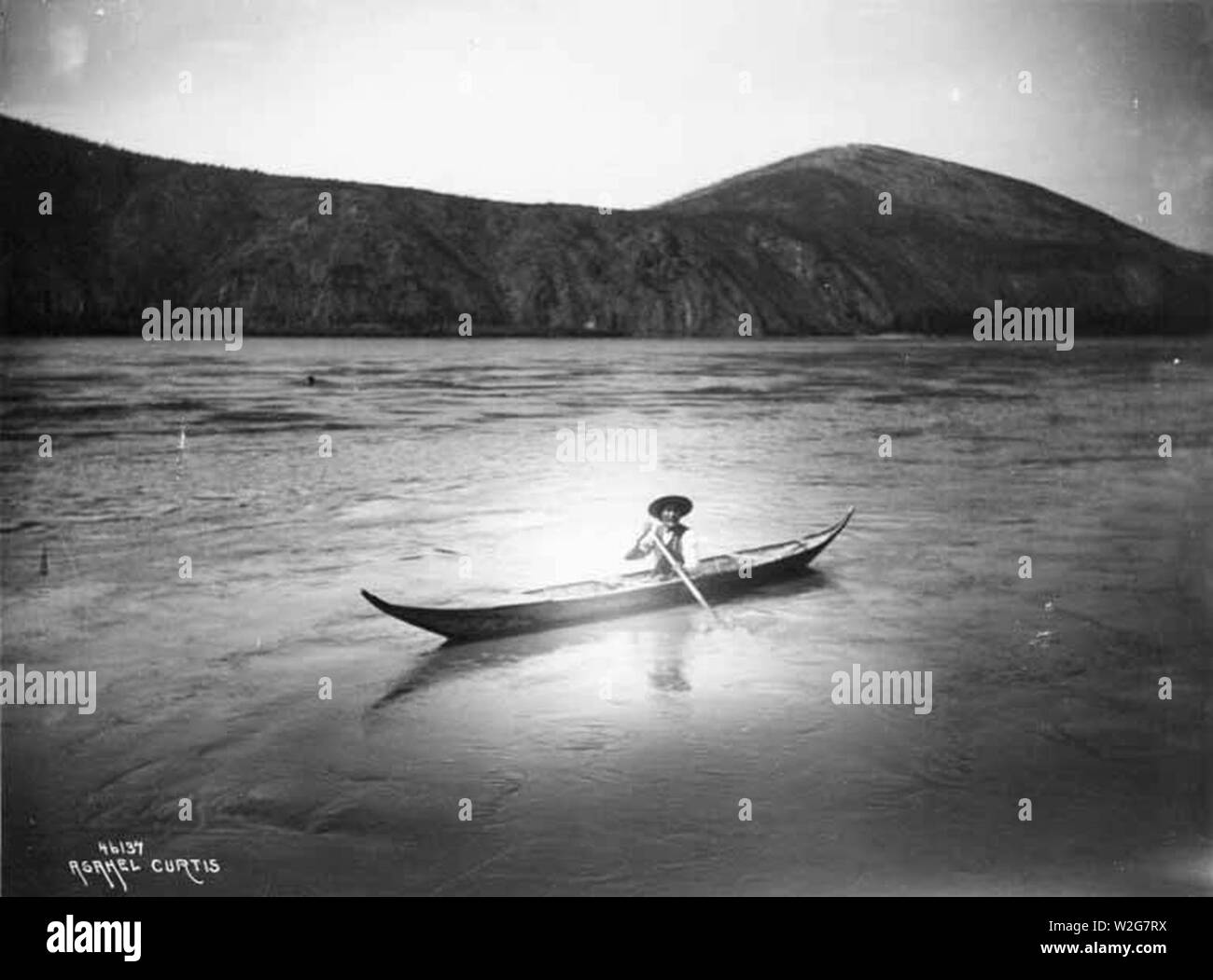 Chief Isaac of the Han in canoe near Dawson ca 1898 (CURTIS 2000 Stock ...