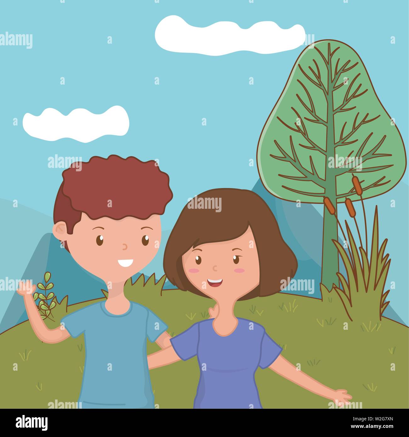 Teenager boy and girl design, person portrait young youth student and ...