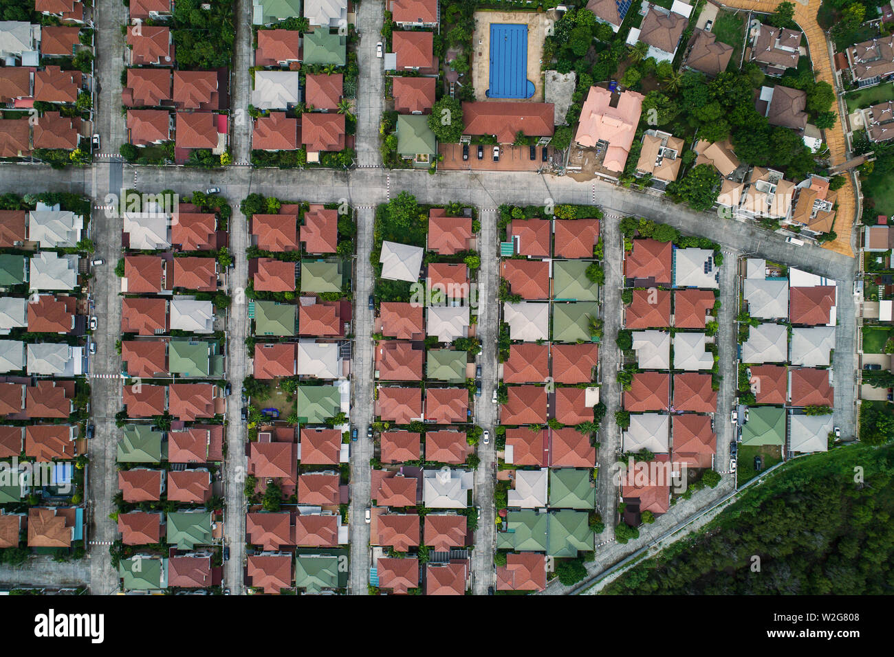 Top view of house Village from Drone capture in the air house is Brown ...