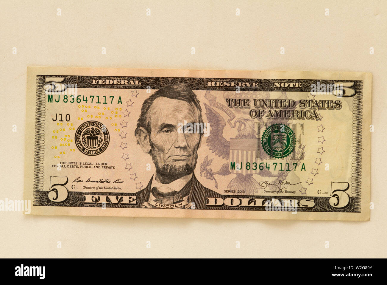 Stack Of 5 Dollar Bills