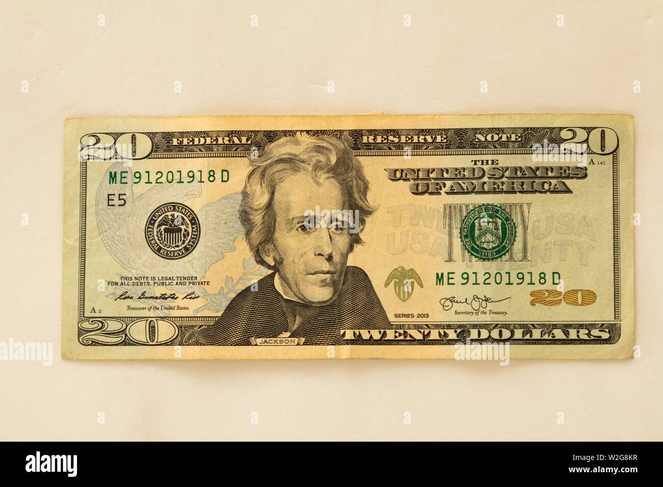 Twenty dollar bill on white background Stock Photo - Alamy