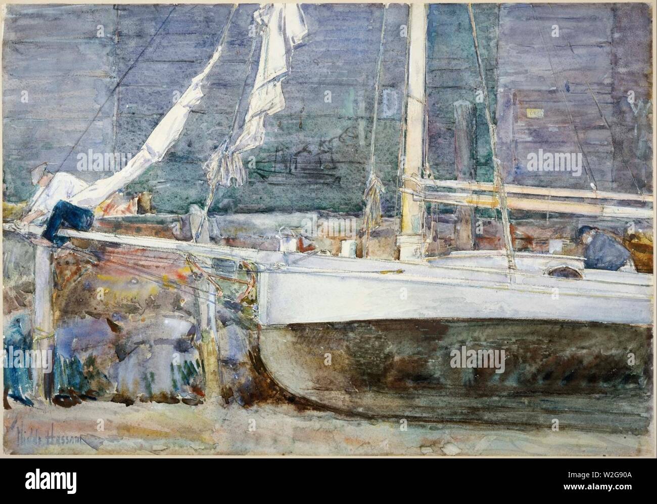 Childe Hassam - Drydock, Gloucester Stock Photo - Alamy