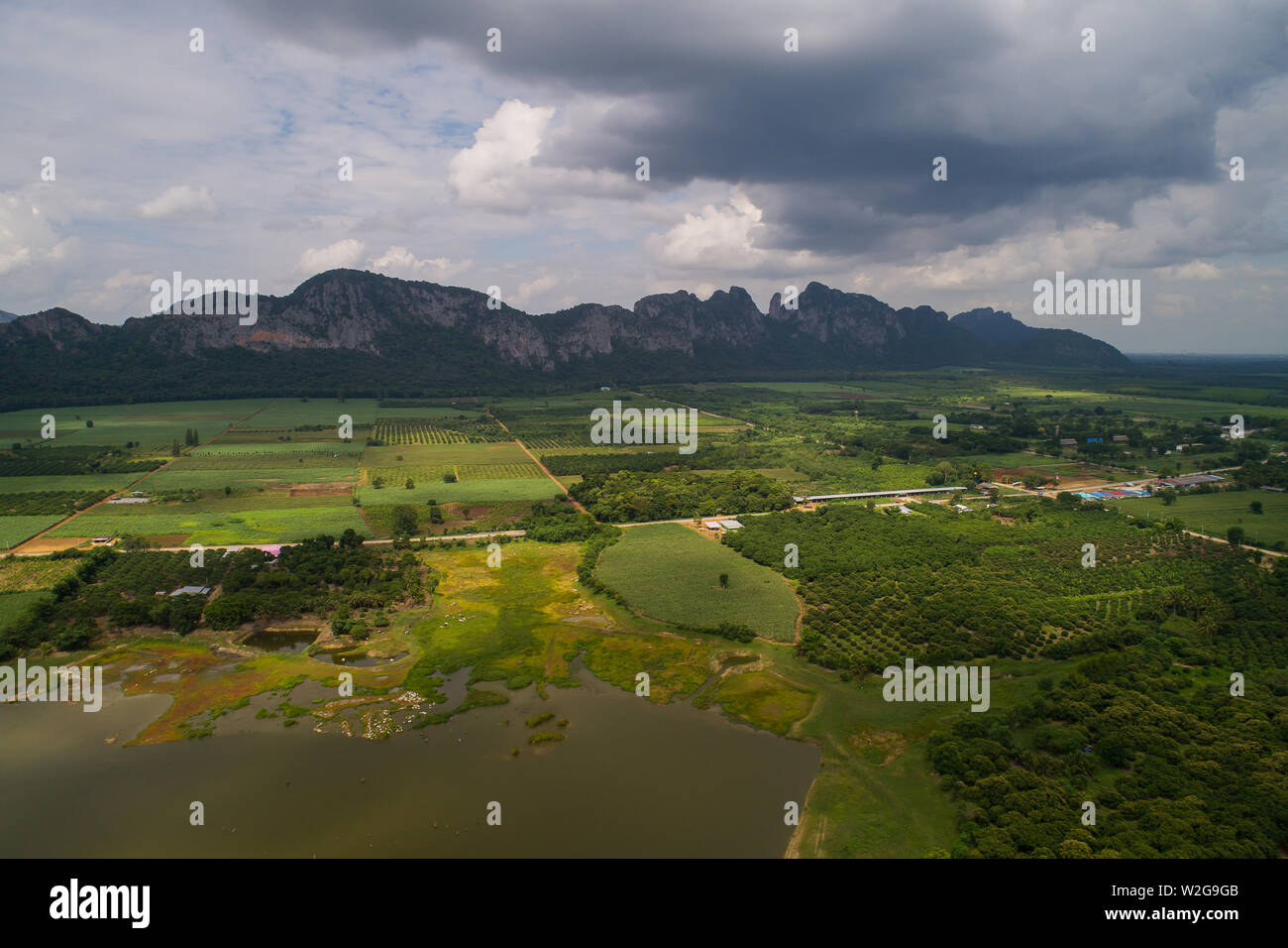 Landscape forest and mountain aerial view. Aerial View overlooking a ...