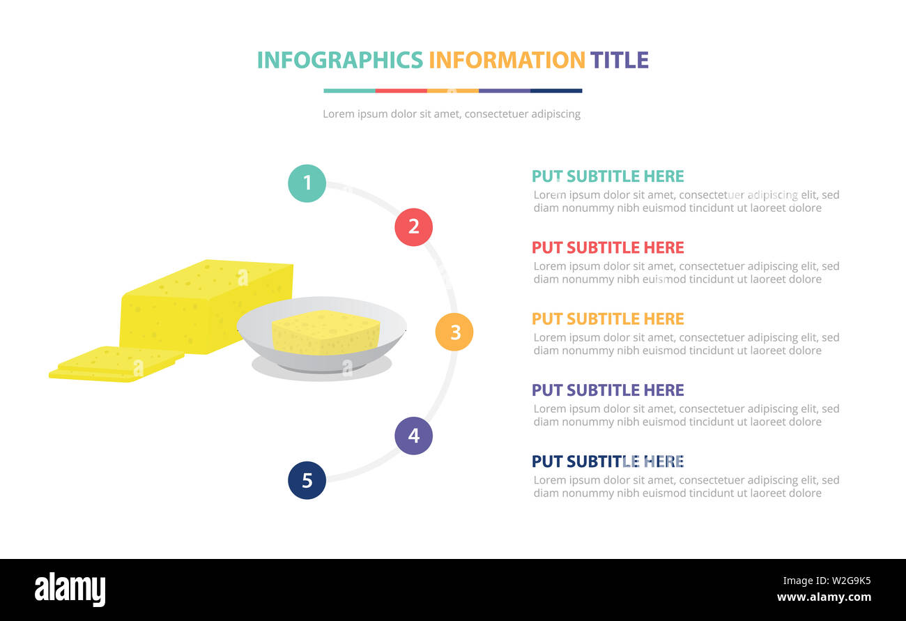 cheese diary infographic template concept with five points list and ...