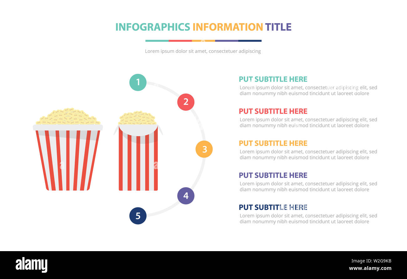 popcorn movie infographic template concept with five points list and ...