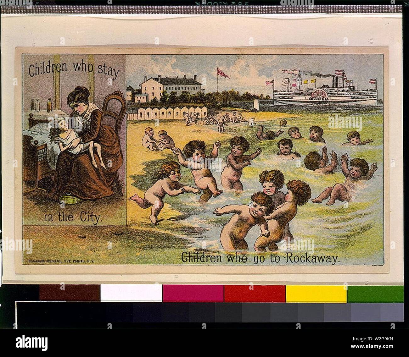 Children who stay in the city-Children who go to Rockaway Stock Photo ...