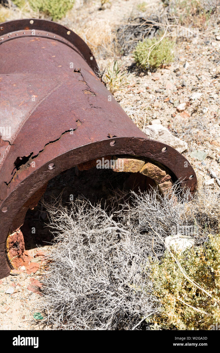 Rusted brick kiln broken and spilling out onto the ground Stock Photo ...