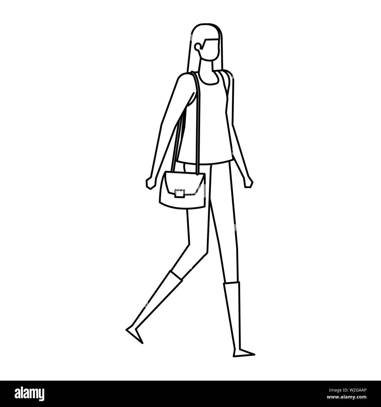 beautiful young woman with handbag Stock Vector Image & Art - Alamy