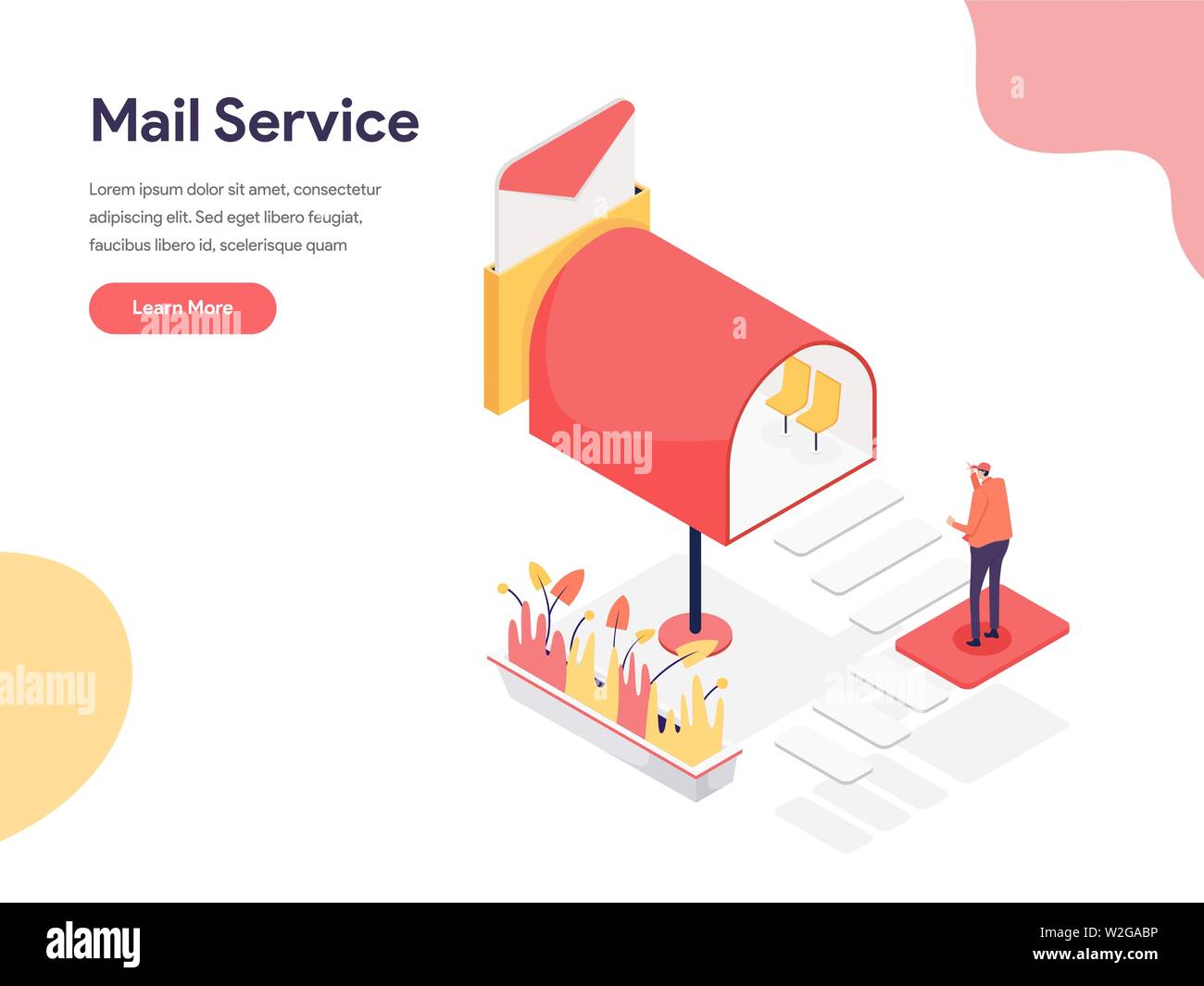 Mail Service Illustration Concept. Isometric design concept of web page ...