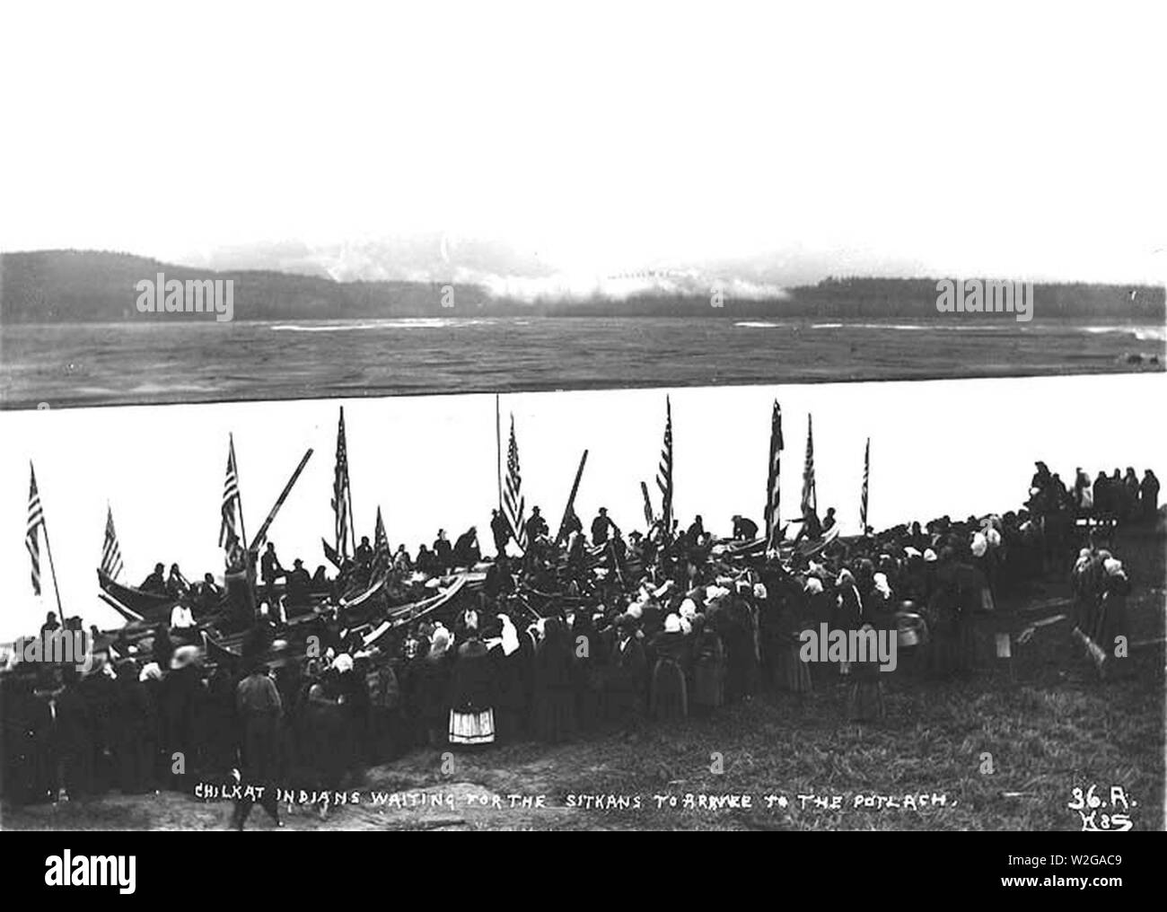 Chilkat Indians waiting for the people of Sitka to arrive for the ...
