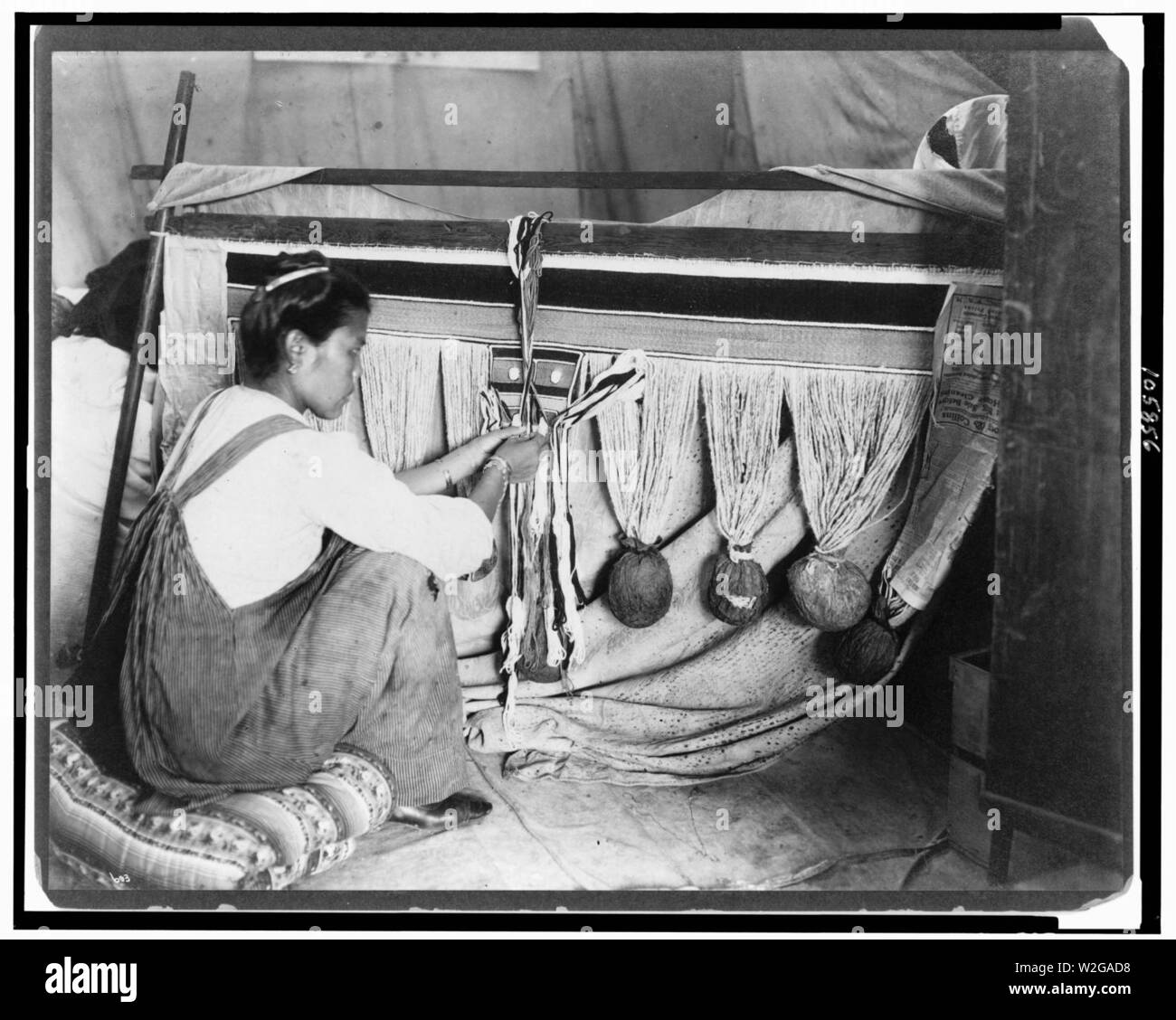 Chilkat woman weaving blanket, Alaska) - Winter & Pond, Juneau, Alaska ...