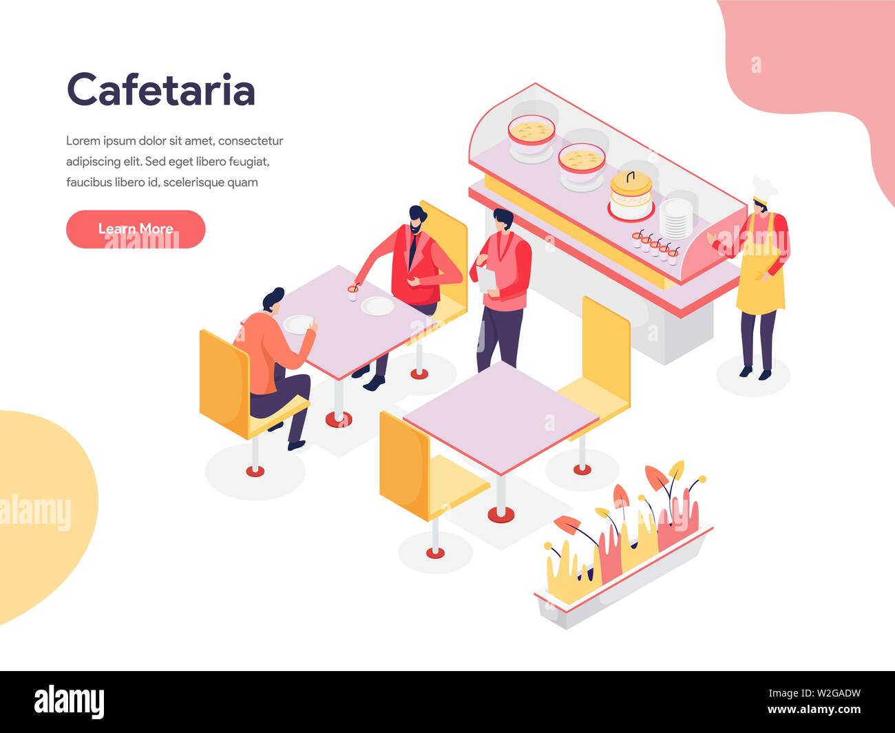 Cafetaria Illustration Concept. Isometric design concept of web page ...