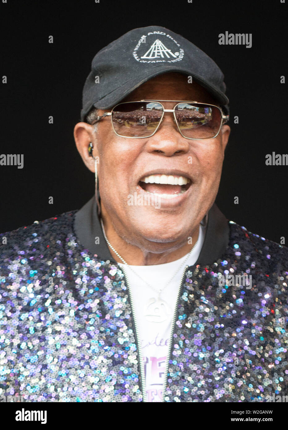 Sam Moore on stage with Staks at the Cornbury Festival 2019 Stock Photo ...