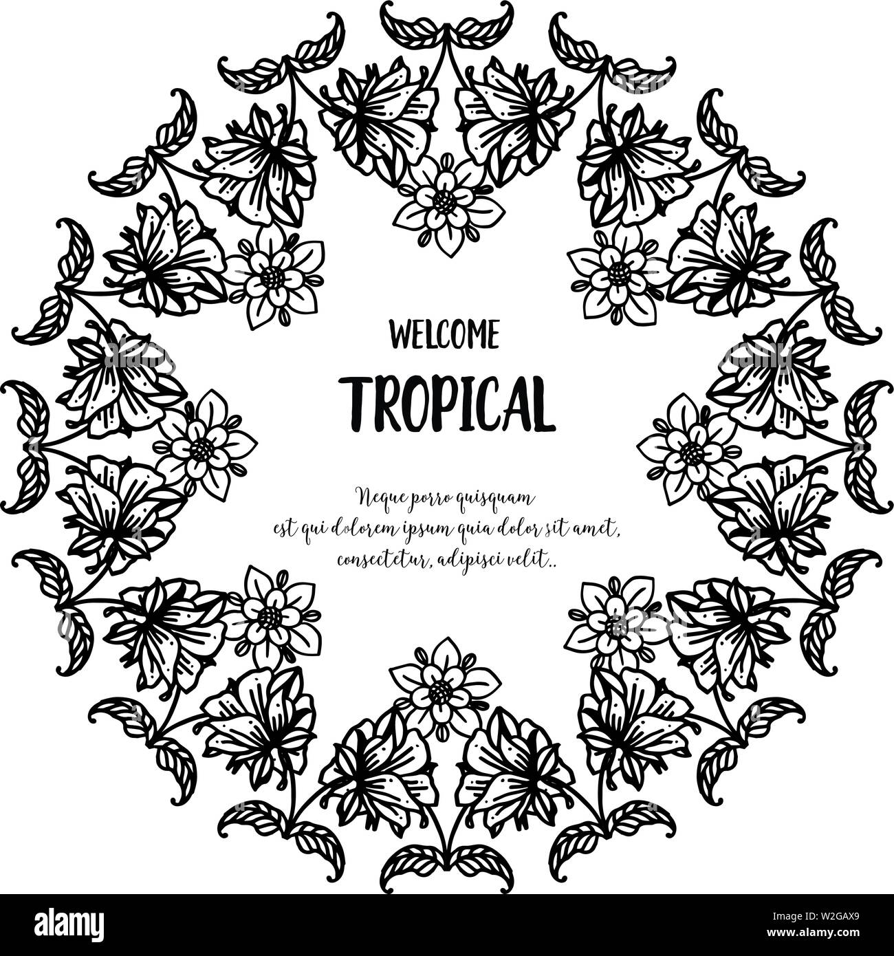 Lettering welcome tropical for decoration, card. Vector illustration ...