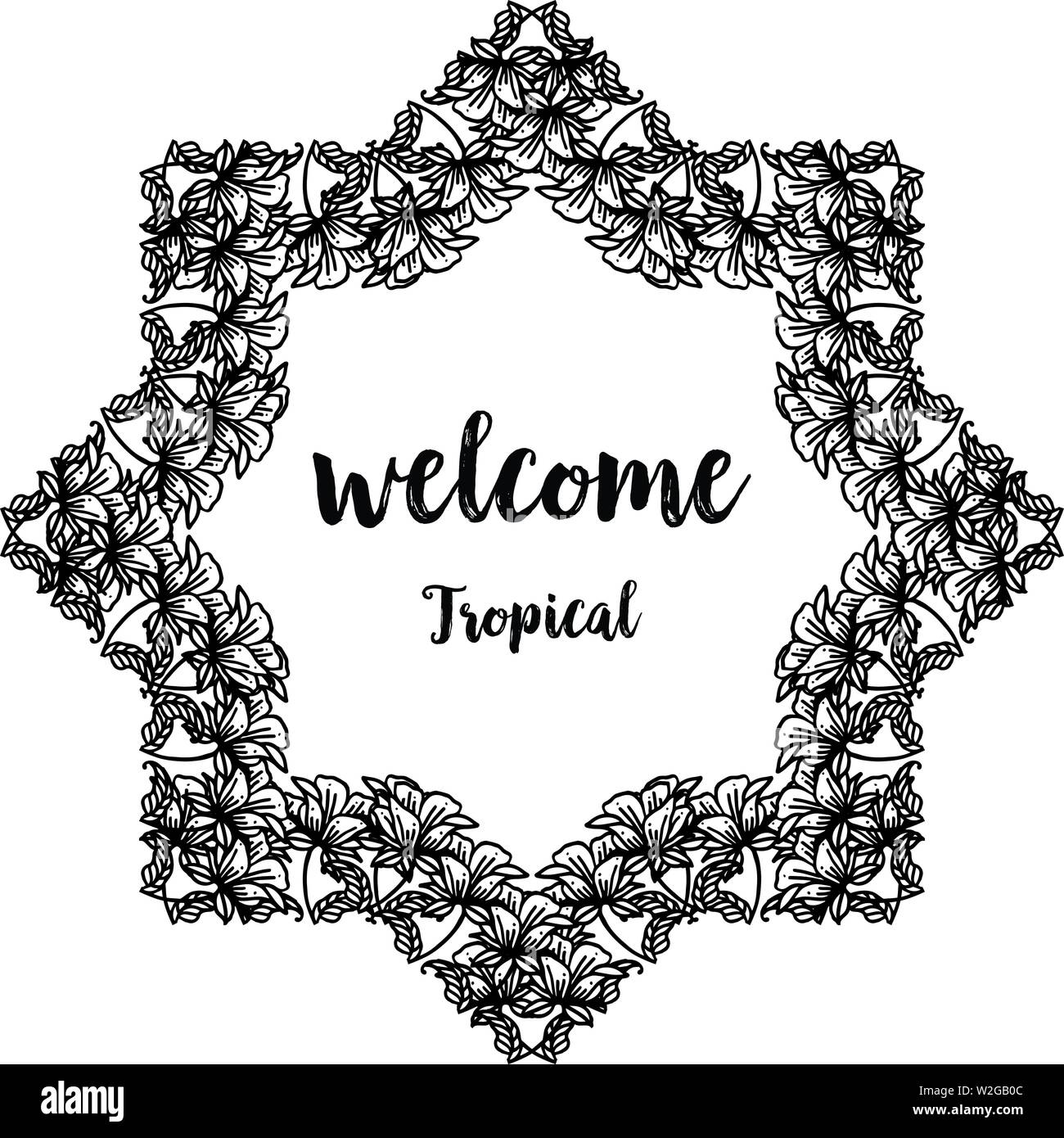 Lettering welcome tropical for decoration, card. Vector illustration ...