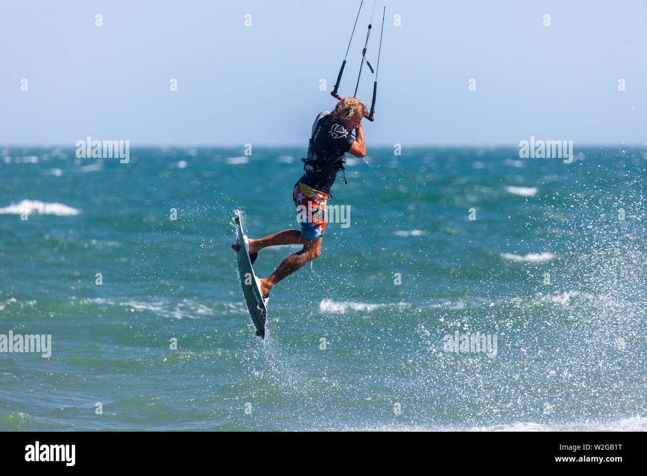 Kitesurfing, Kiteboarding action photos Stock Photo - Alamy