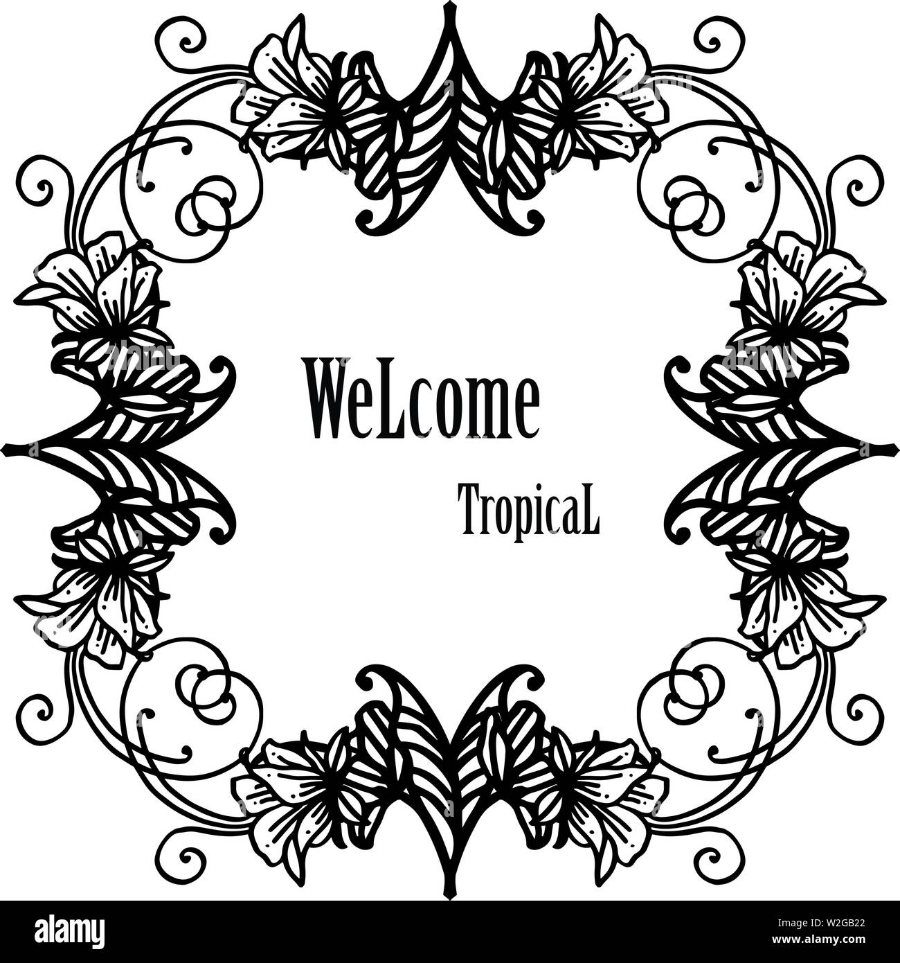 Lettering welcome tropical for decoration, card. Vector illustration ...
