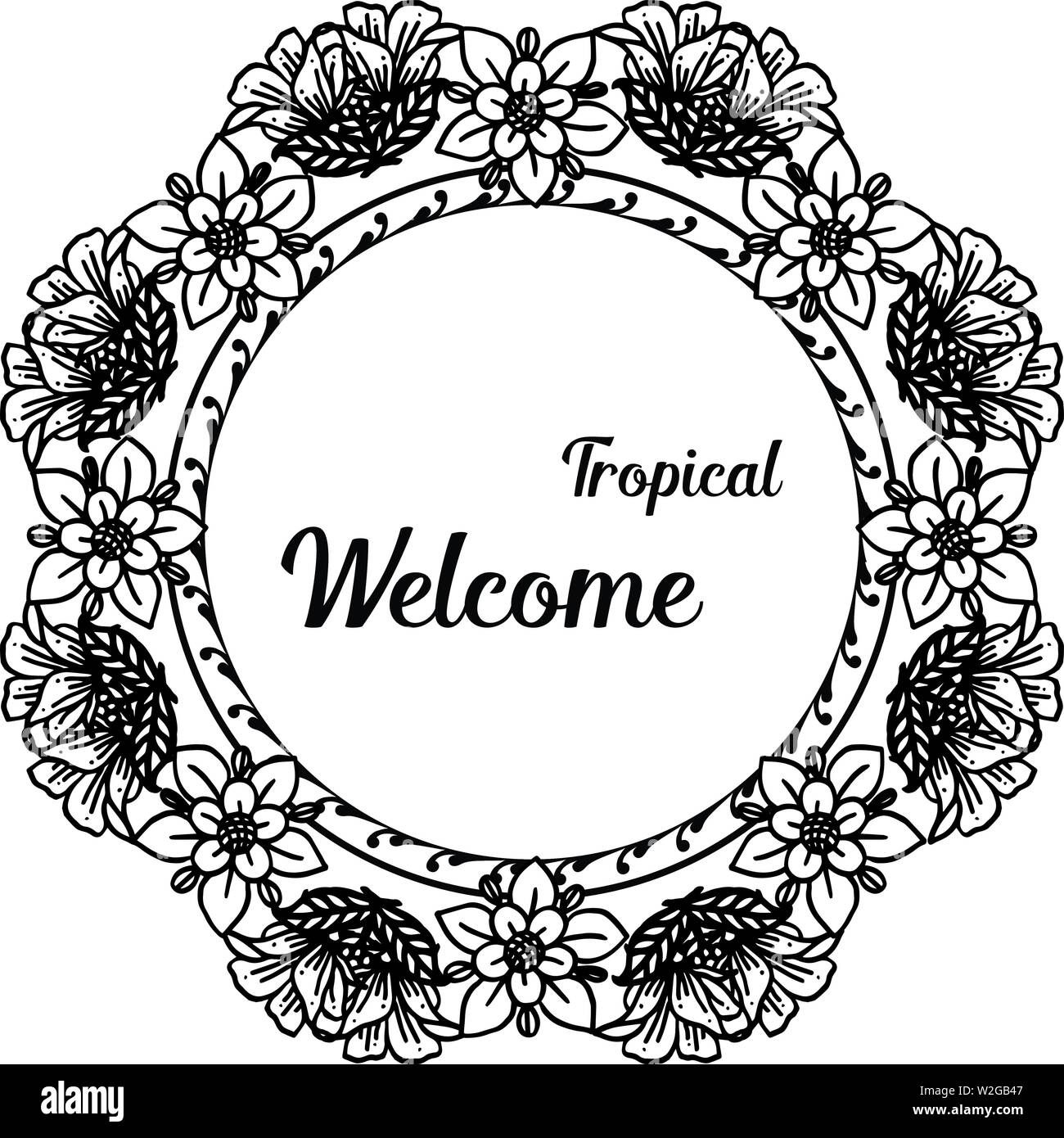 Lettering welcome tropical for decoration, card. Vector illustration ...