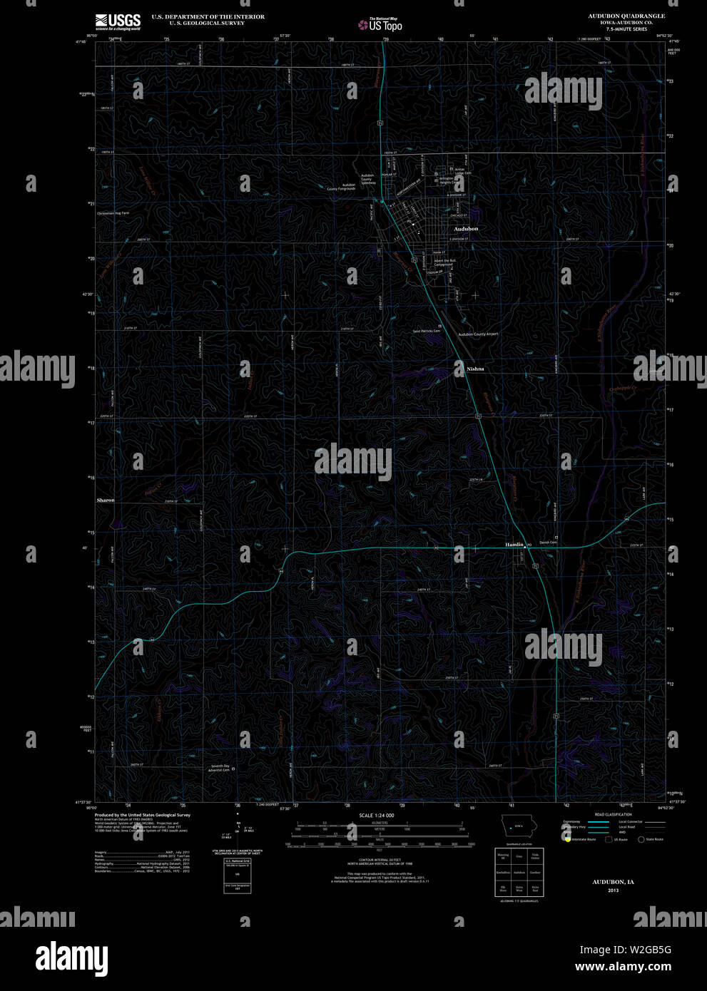 Audubon iowa map hi-res stock photography and images - Alamy