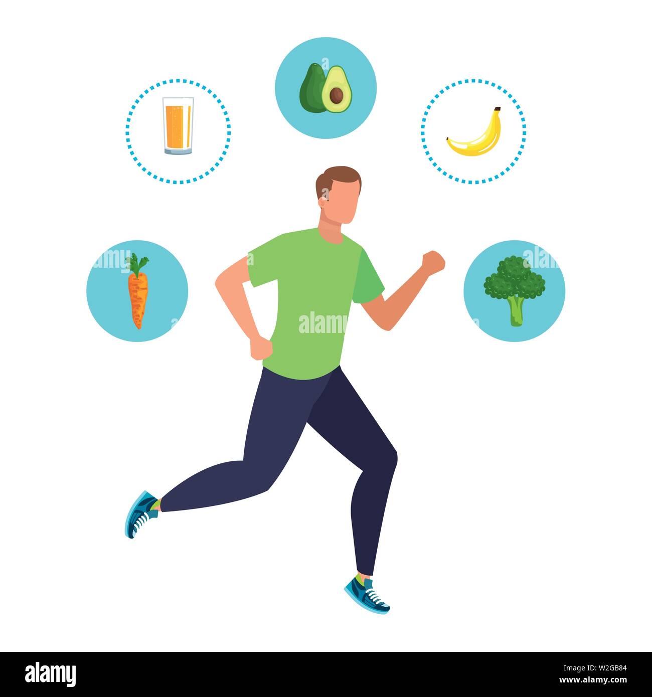 young athletic man running with healthy food Stock Vector Image & Art ...