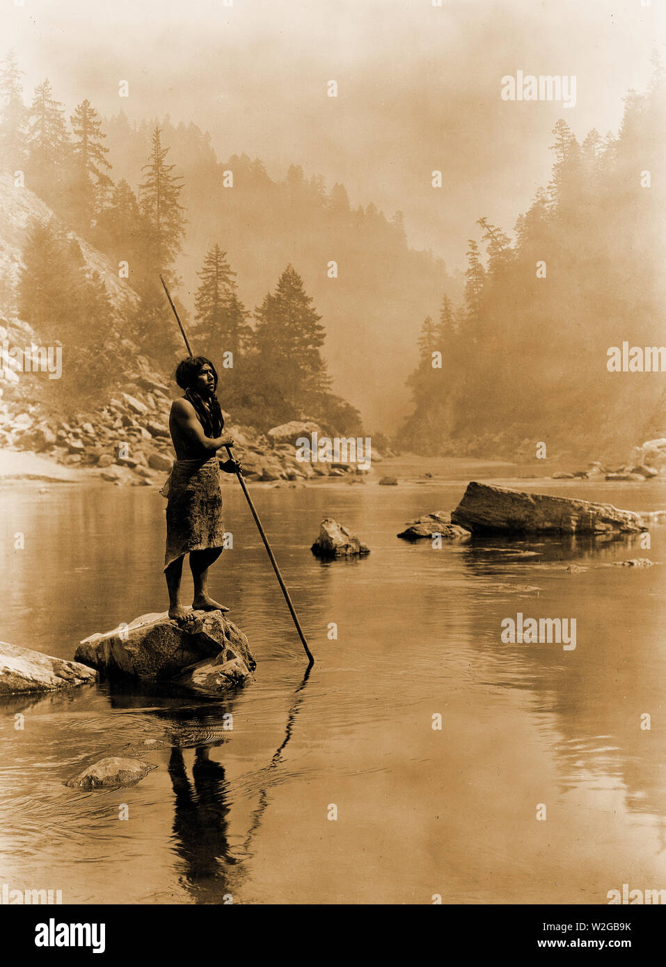 Edward S. Curtis Native American Indians - Hupa man with spear ...