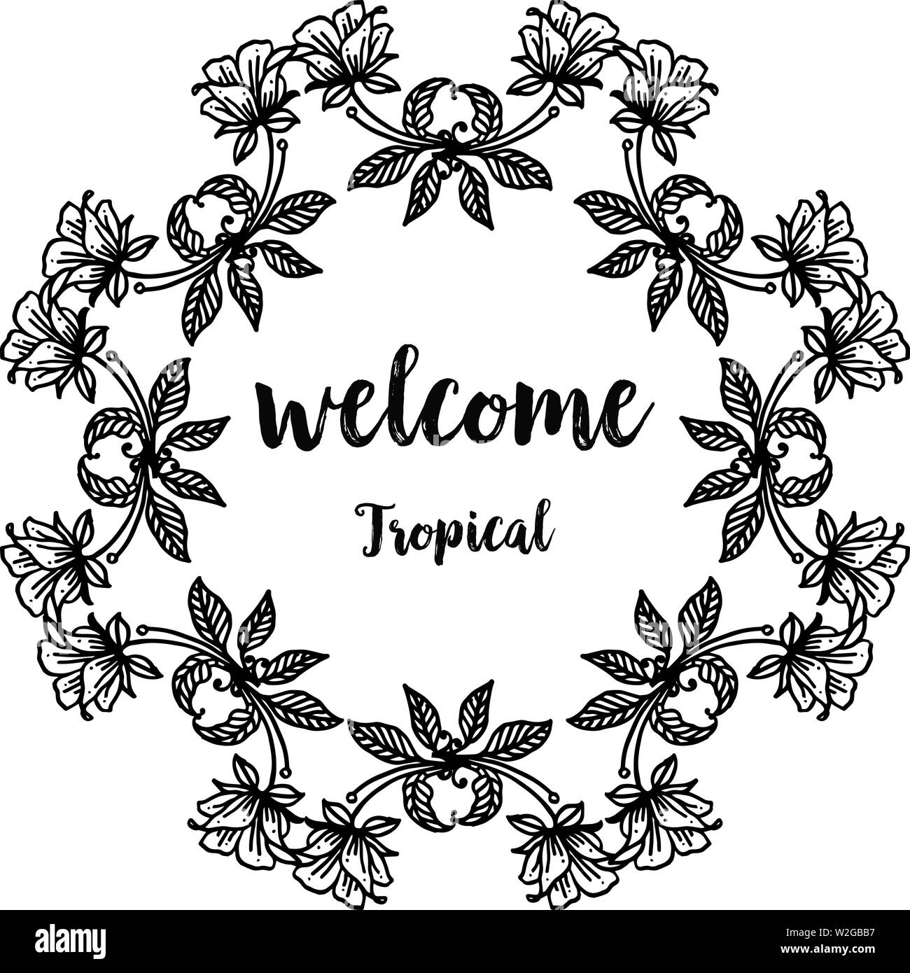 Template of welcome tropical for design card, beautiful flower. Vector ...
