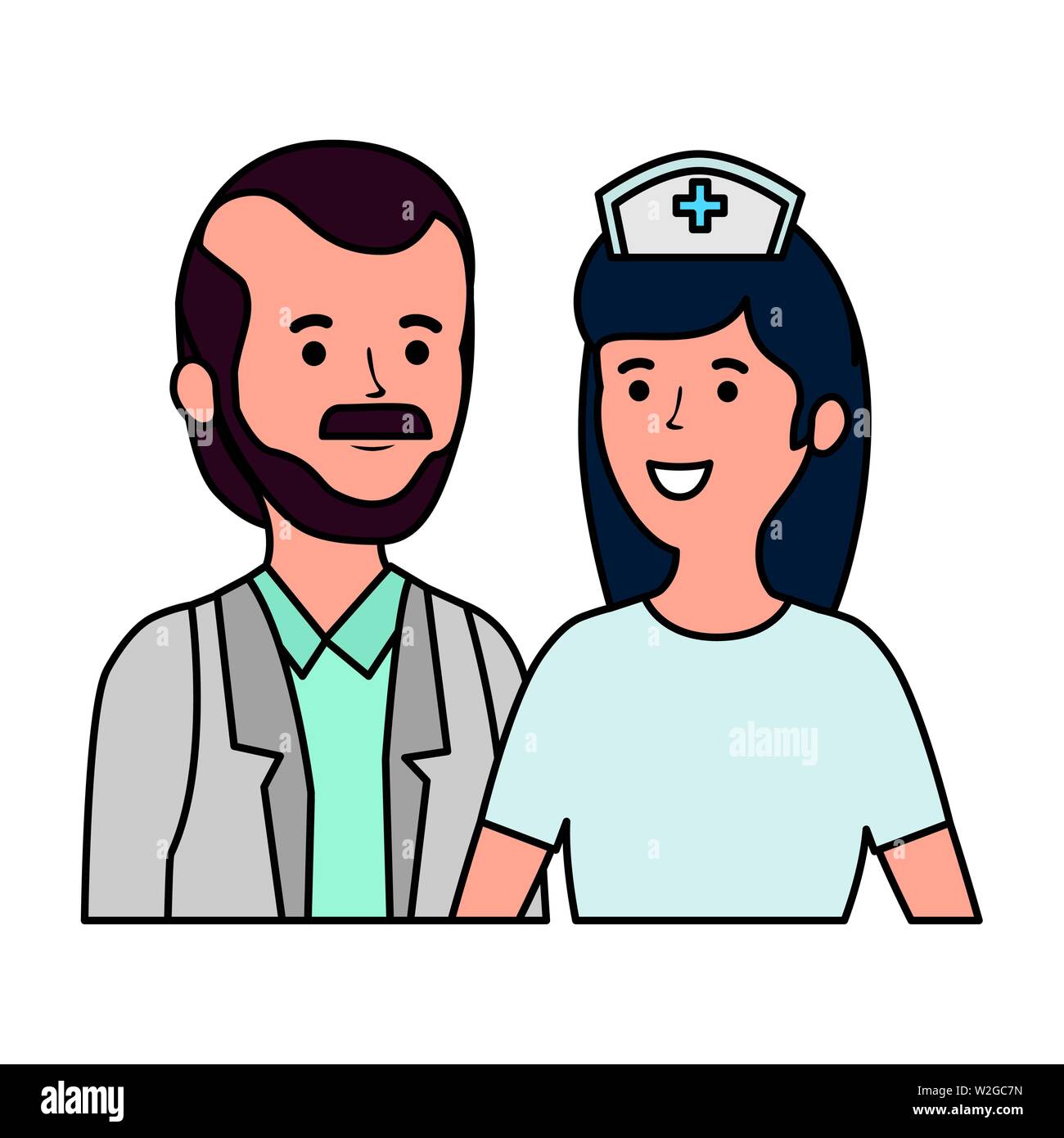 doctor male and nurse female workers characters Stock Vector Image ...
