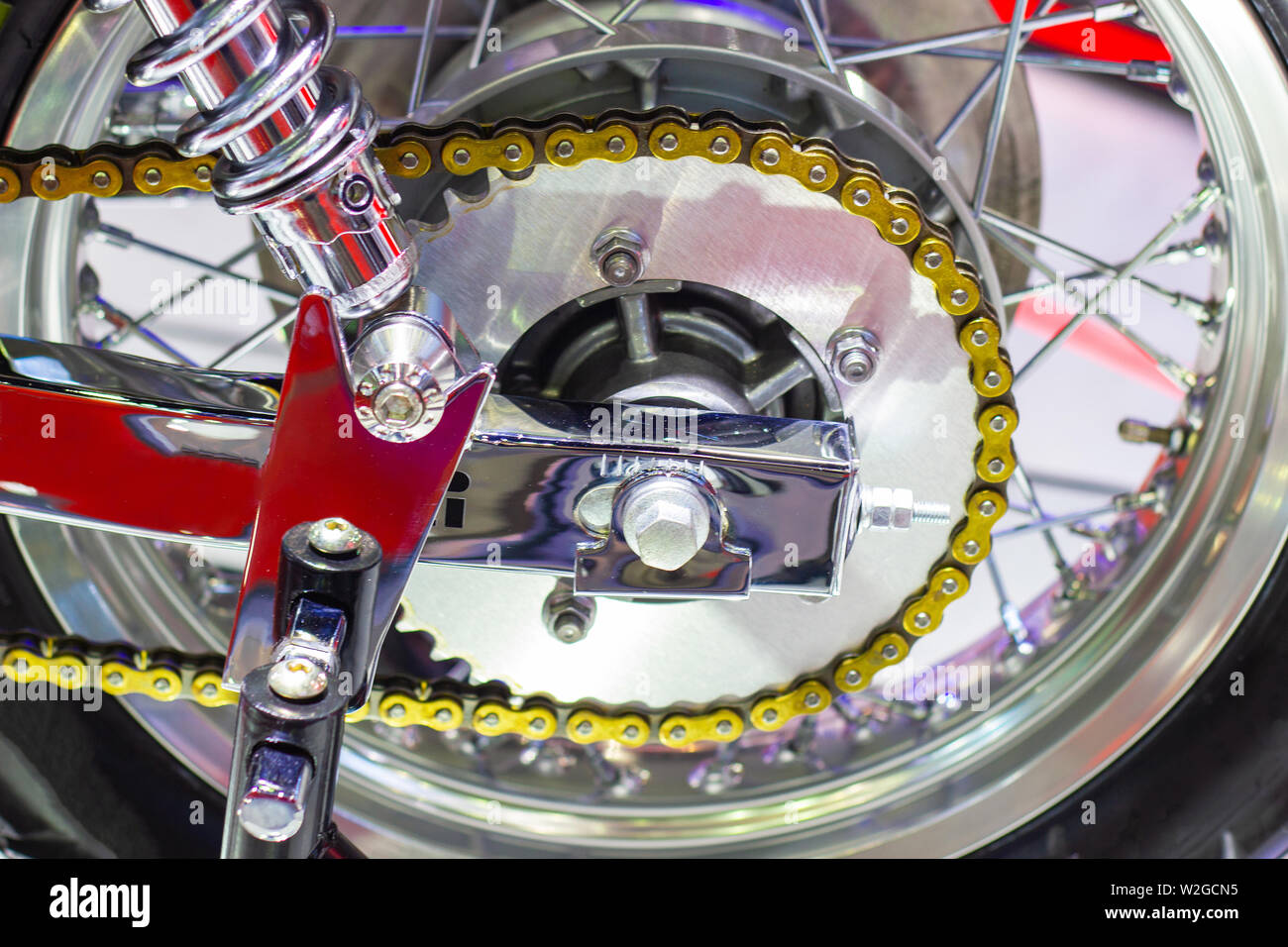 Detail of a motorcycle rear chain, concept new design technology Stock ...
