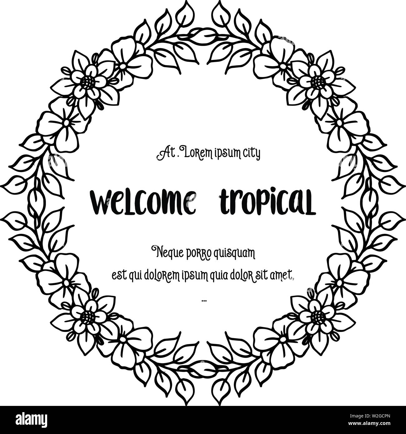 Design of tropical welcome ornament, elegant flower, isolated on a ...