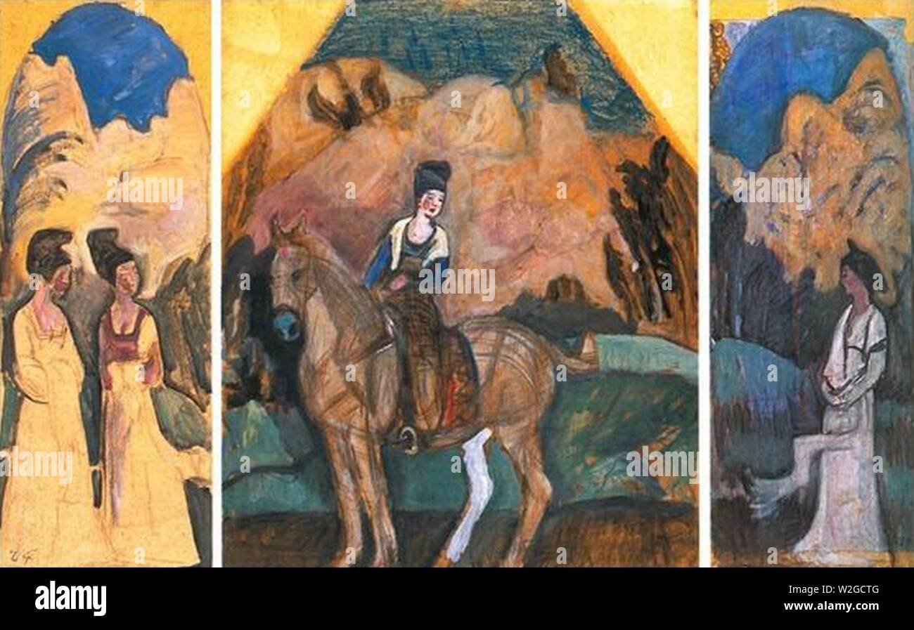 Chinese-style Triptych by Fujishima Takeji Stock Photo - Alamy